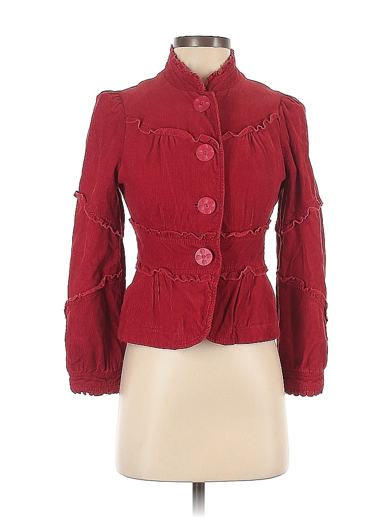 Elevenses Solid Red Jacket Size 0 - 77% off | thredUP