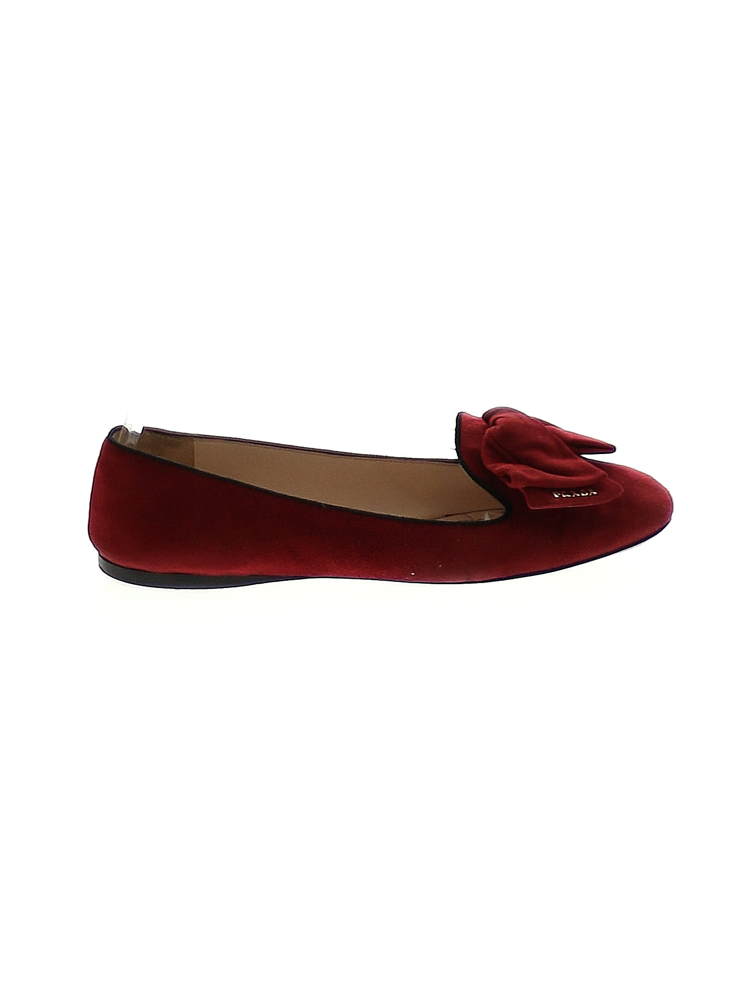 Prada Solid Maroon Burgundy Flats Size 38 (EU) - 80% off | thredUP