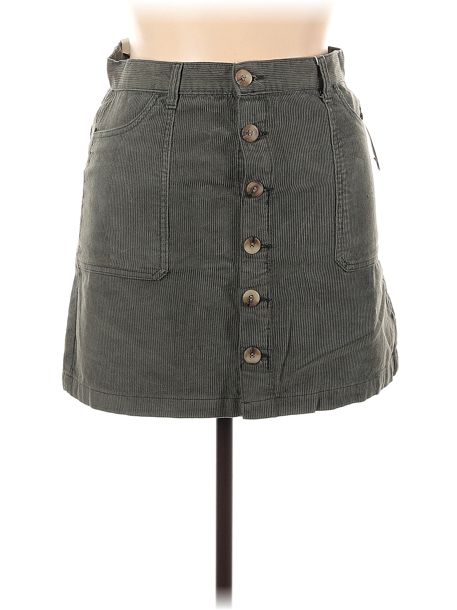 Kensie 100 Cotton Solid Gray Casual Skirt Size 12 50 Off Thredup