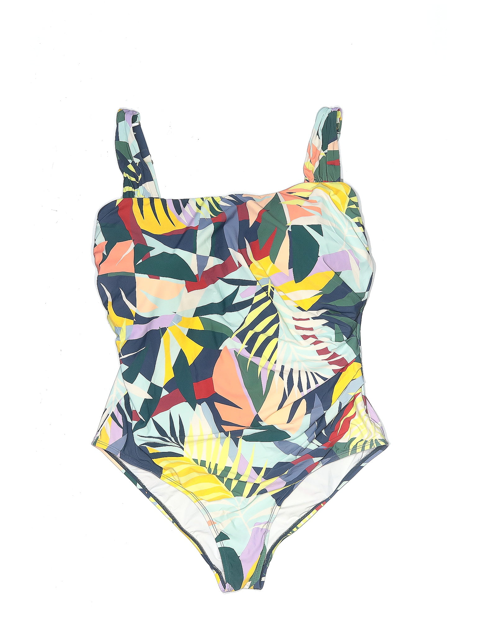 Jantzen Tropical Multi Color Green One Piece Swimsuit Size 18 Plus