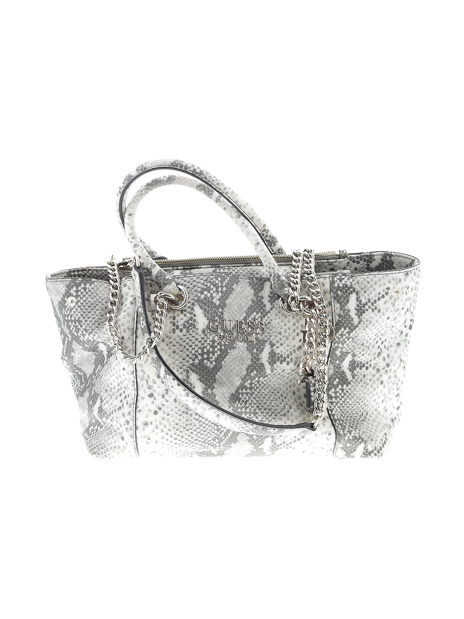 Guess Snake Print Gray Silver Satchel One Size - 68% off | thredUP