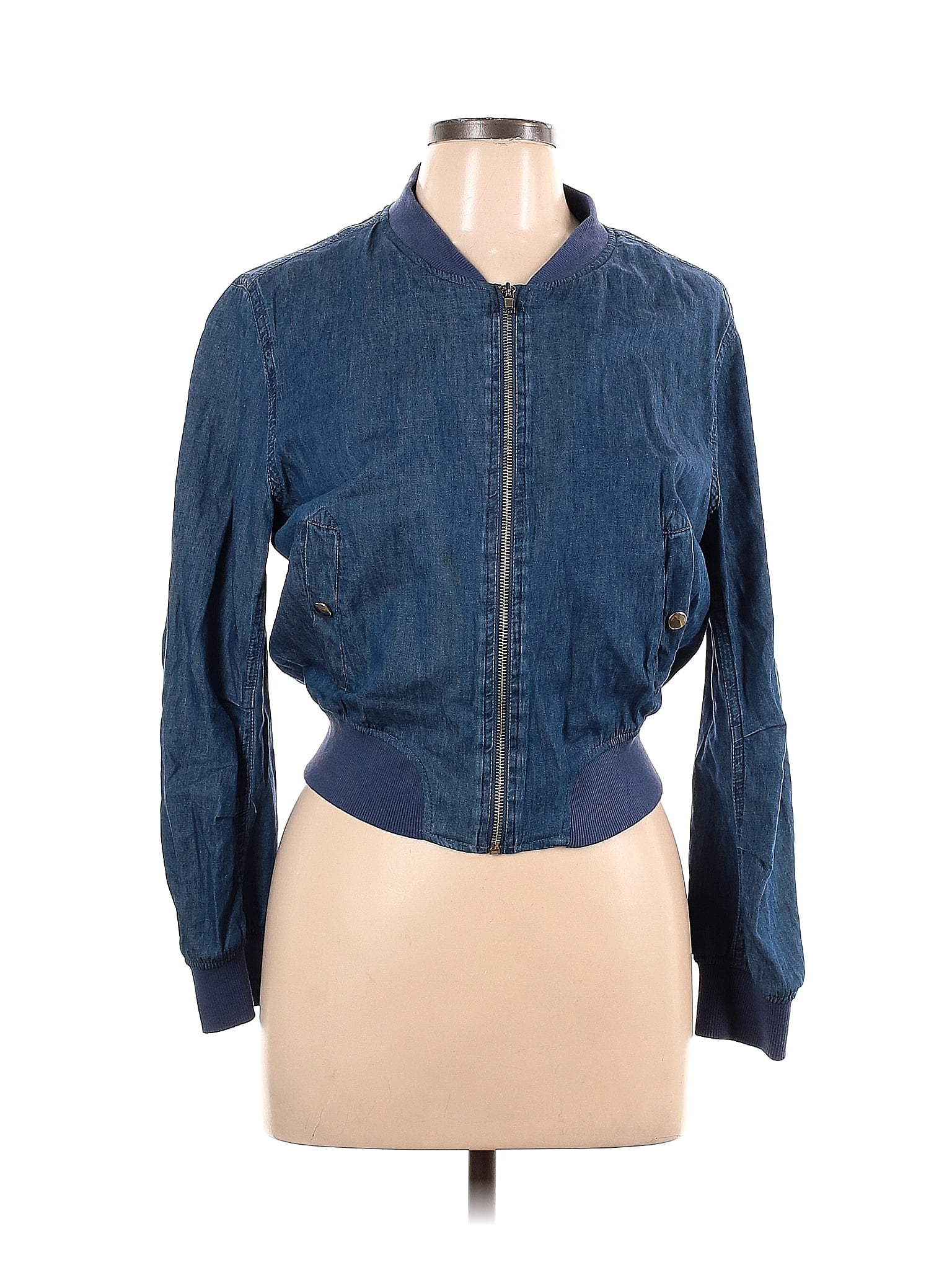 Jealous Tomato 100% Cotton Solid Blue Denim Jacket Size L - 54% off ...