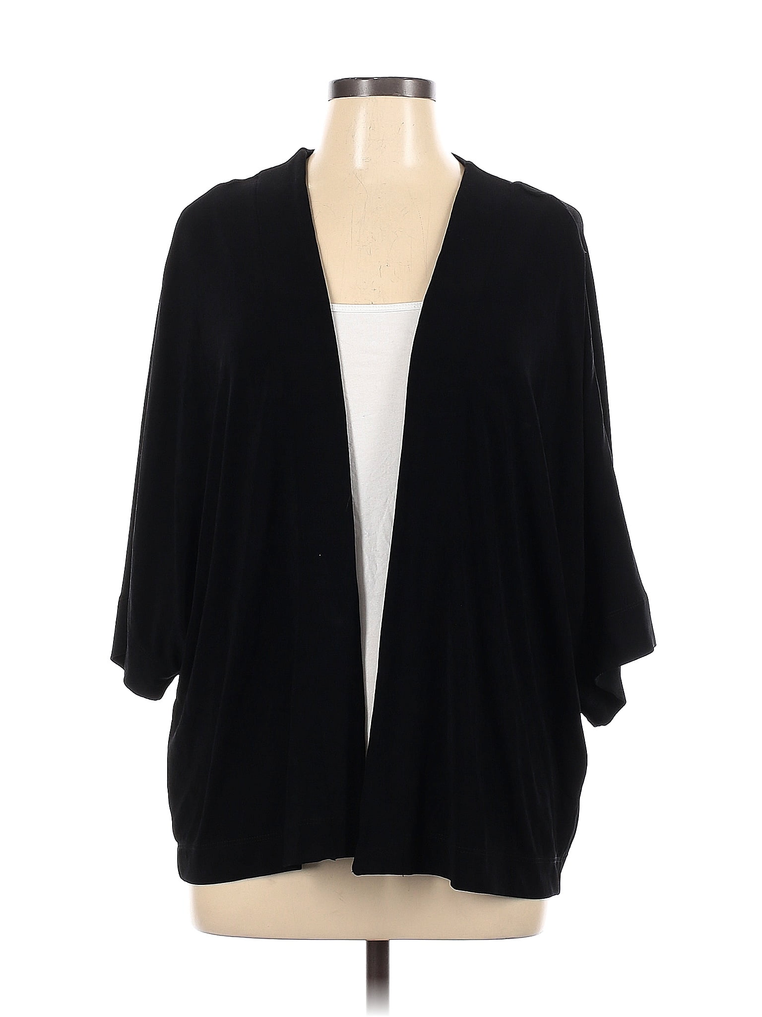Chico's Color Block Solid Black Kimono Size Lg (2) - 77% off | thredUP