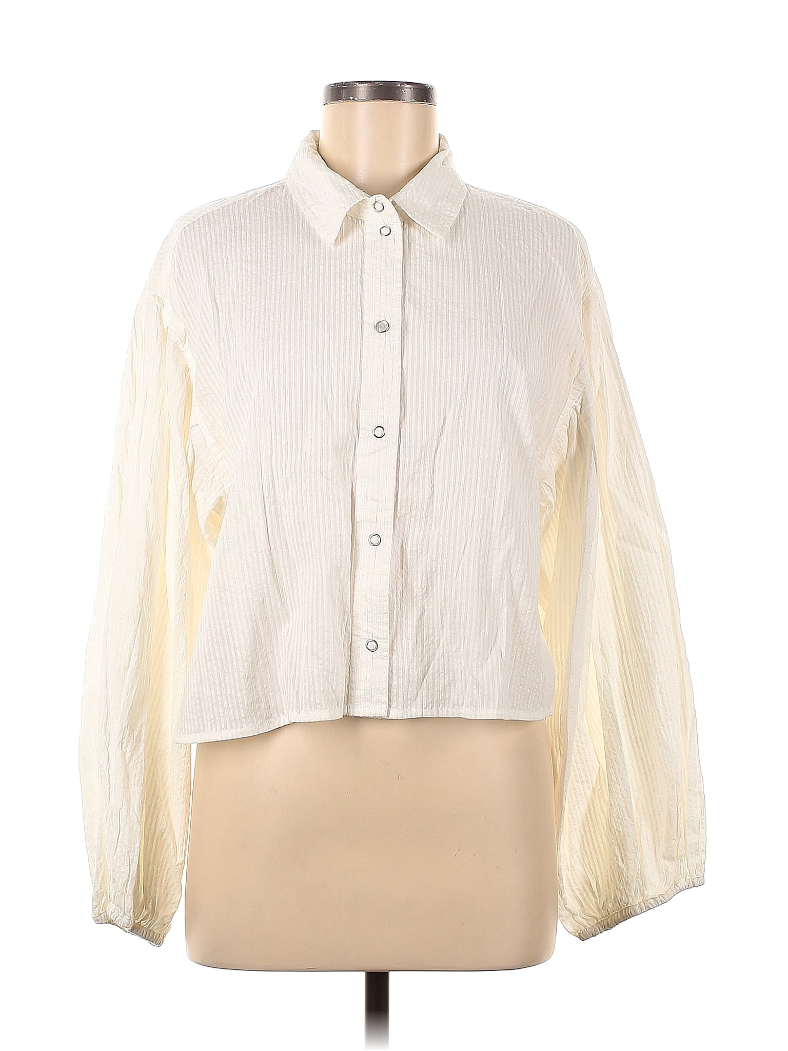 Circus 100 Cotton Color Block Ivory Long Sleeve Button Down Shirt Size