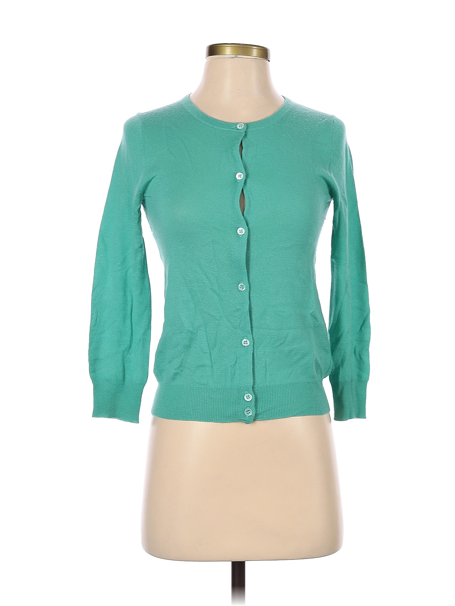 J Crew 100 Cashmere Color Block Solid Teal Cardigan Size Xs 75 Off