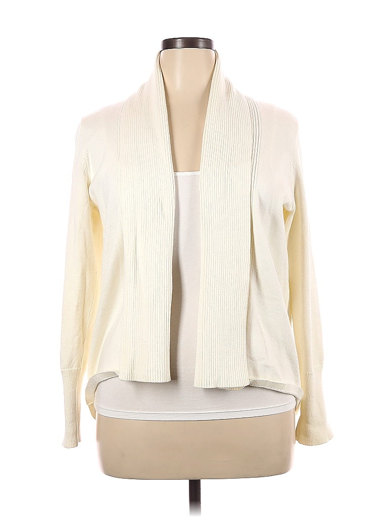 Van Heusen 100 Cotton Color Block Solid Ivory Cardigan Size Xl 74