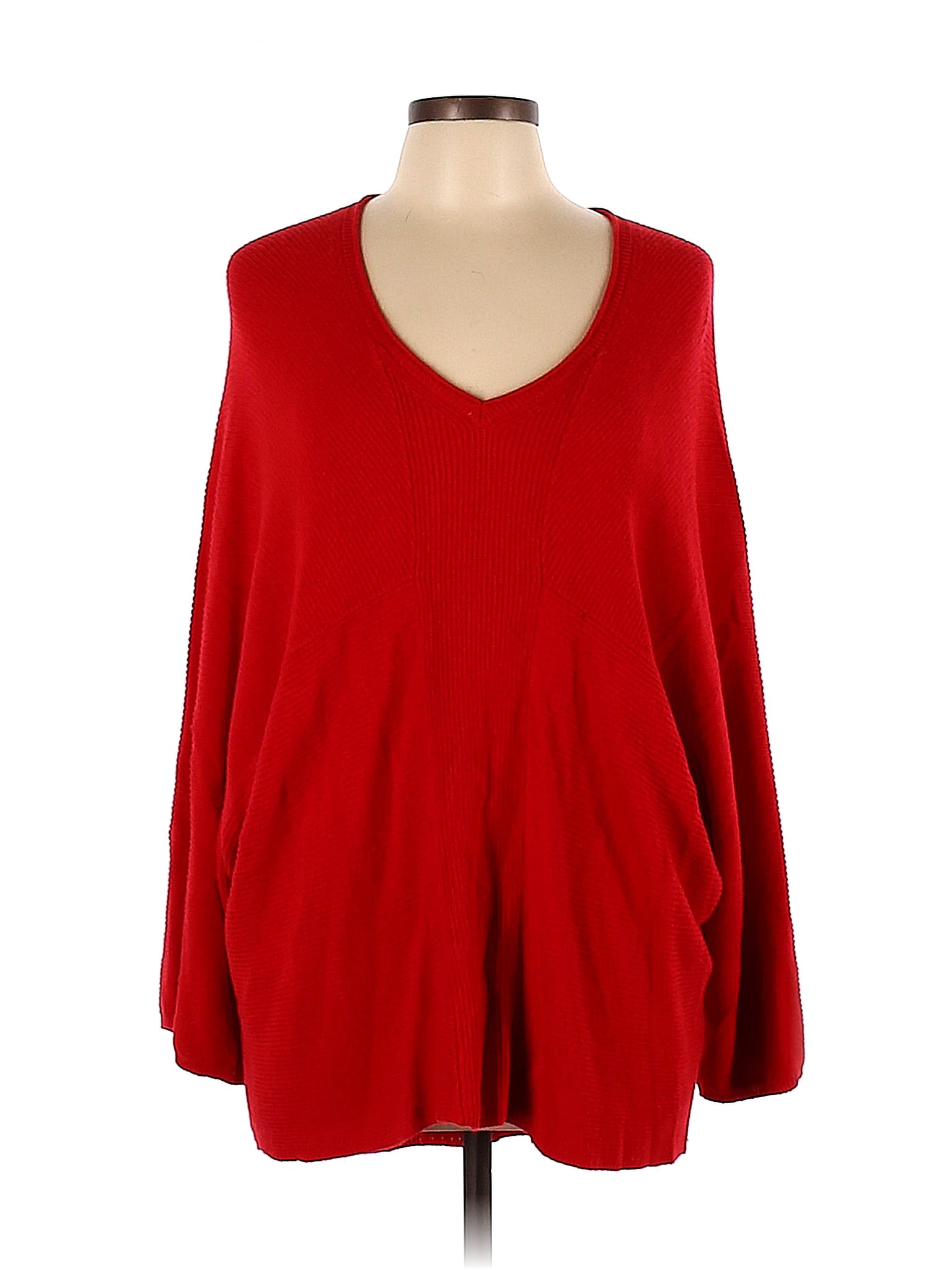 Laurie Felt Color Block Solid Red Pullover Sweater Size L 95 Off