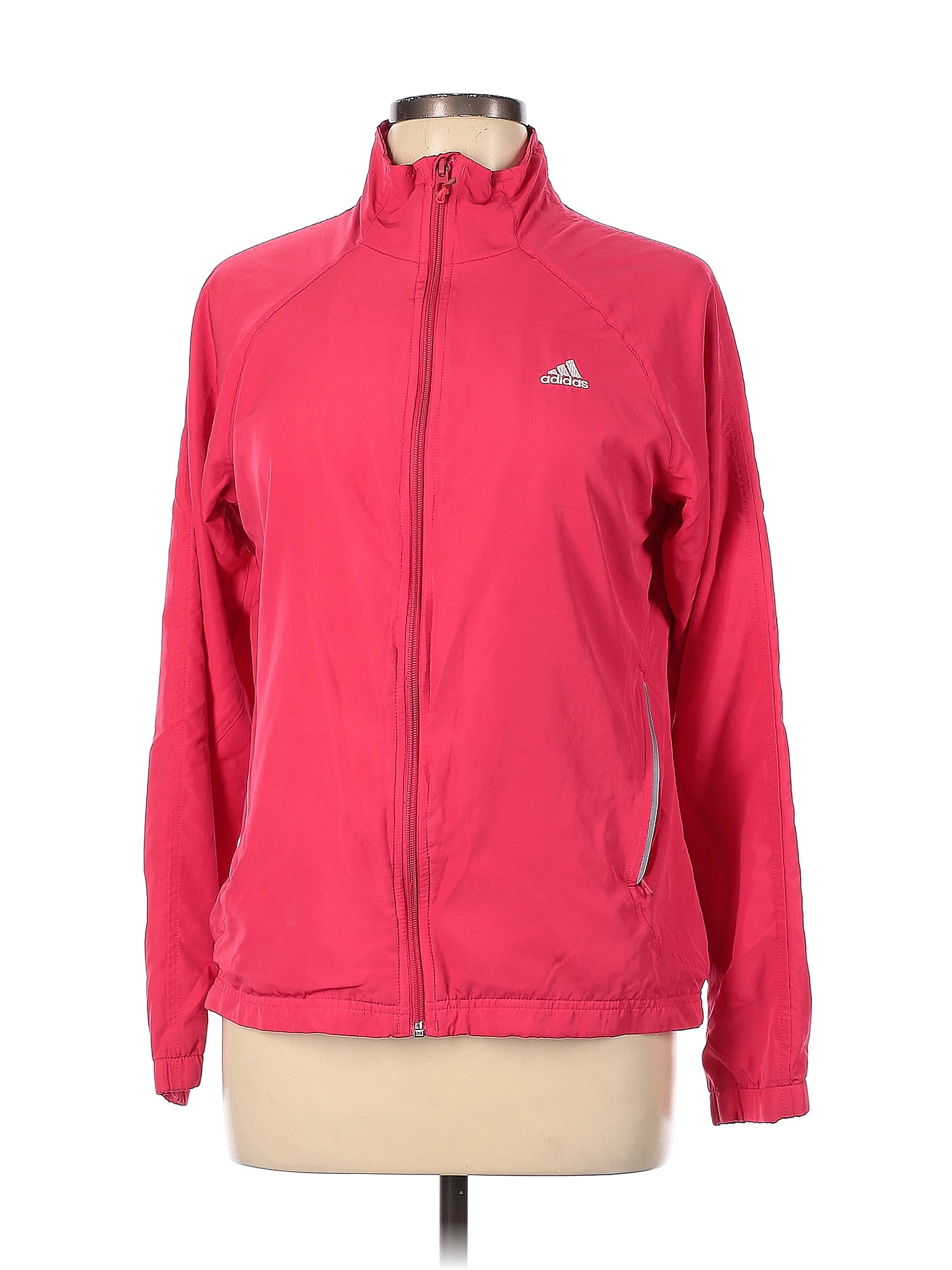 Adidas 100 Polyester Solid Pink Track Jacket Size L 74 Off Thredup