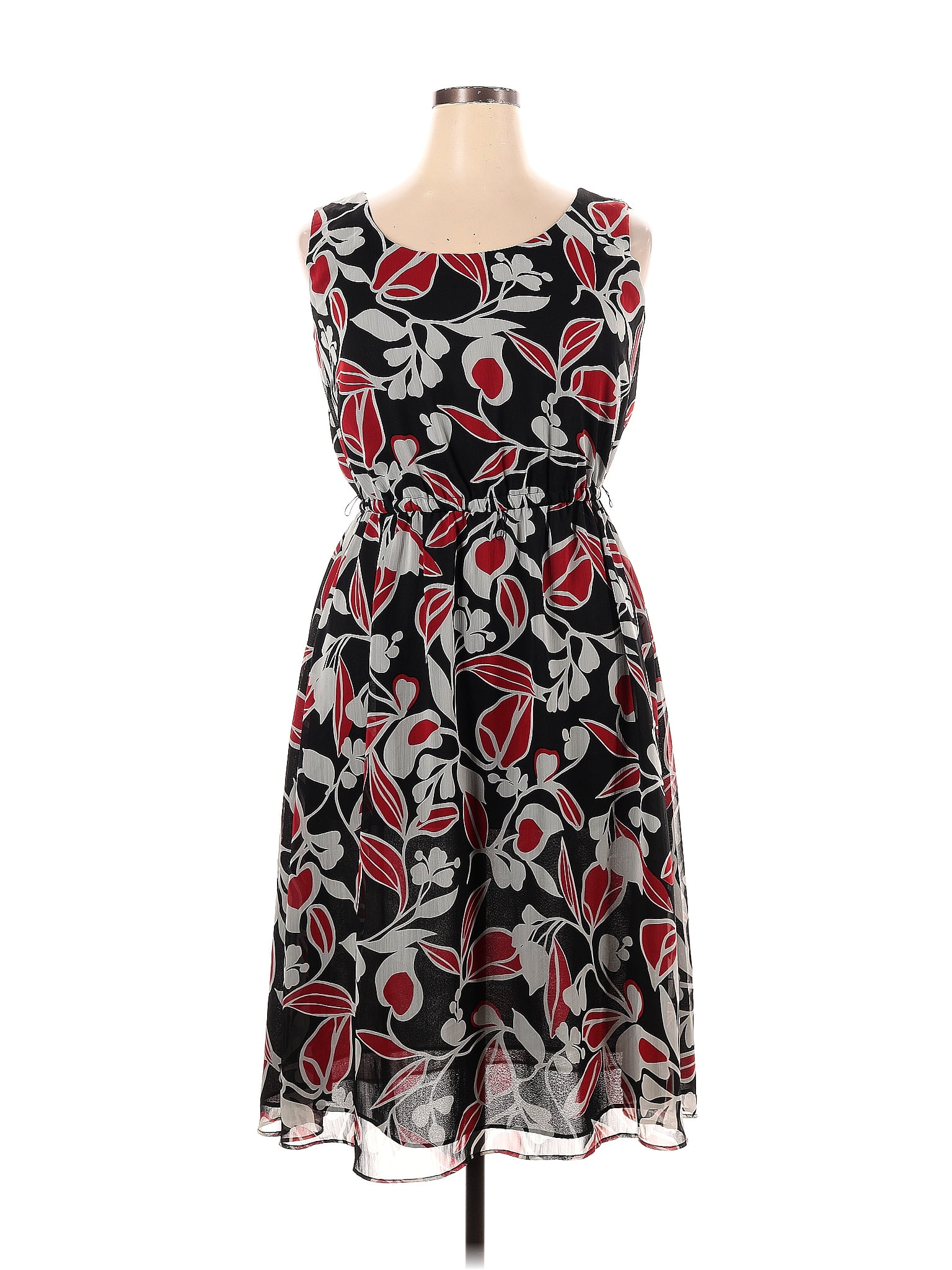 Studio I 100% Polyester Floral Multi Color Black Casual Dress Size 16 ...