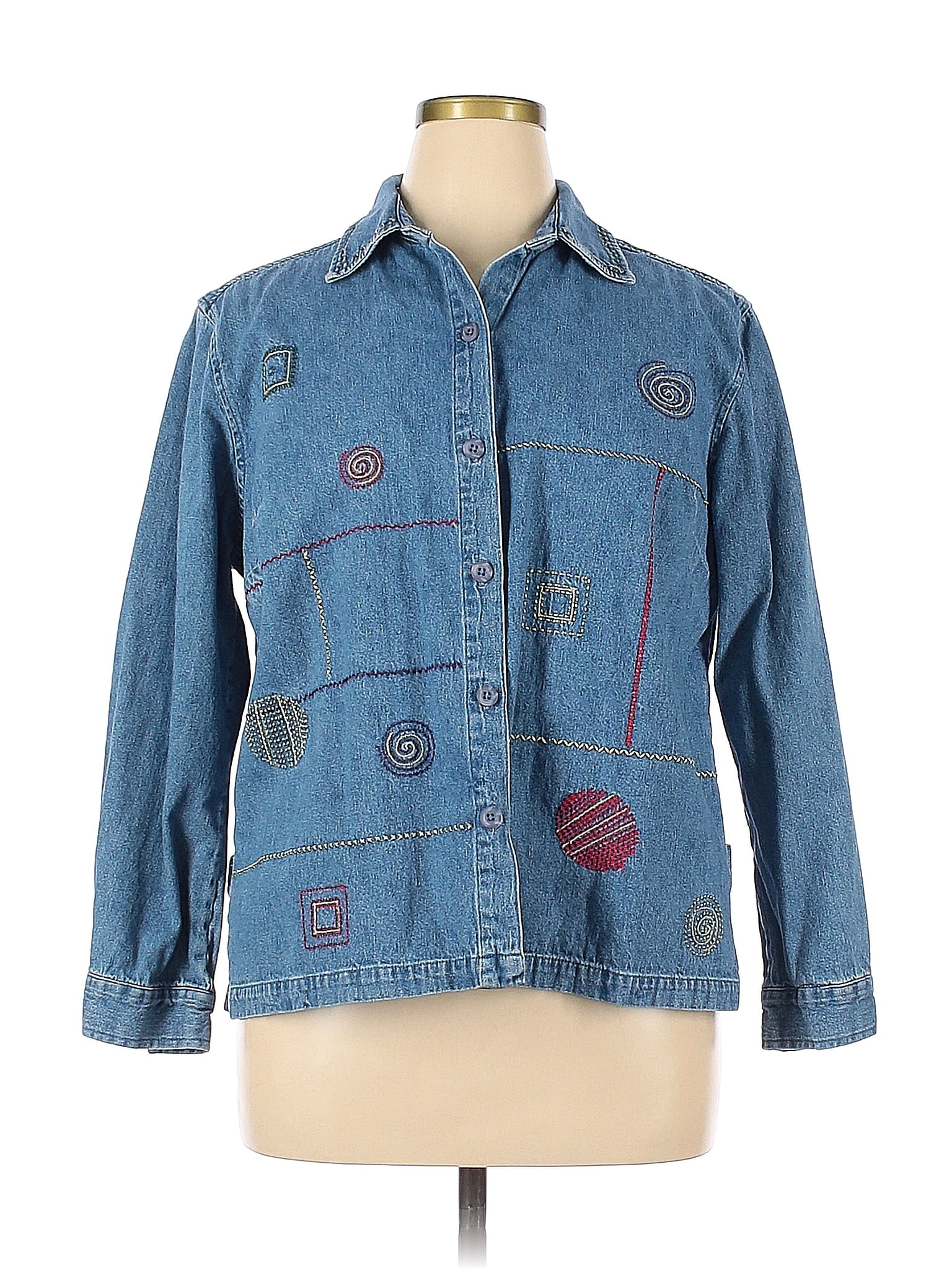 Cj Banks 100% Cotton Blue Denim Jacket Size 1X (Plus) - 67% off | thredUP
