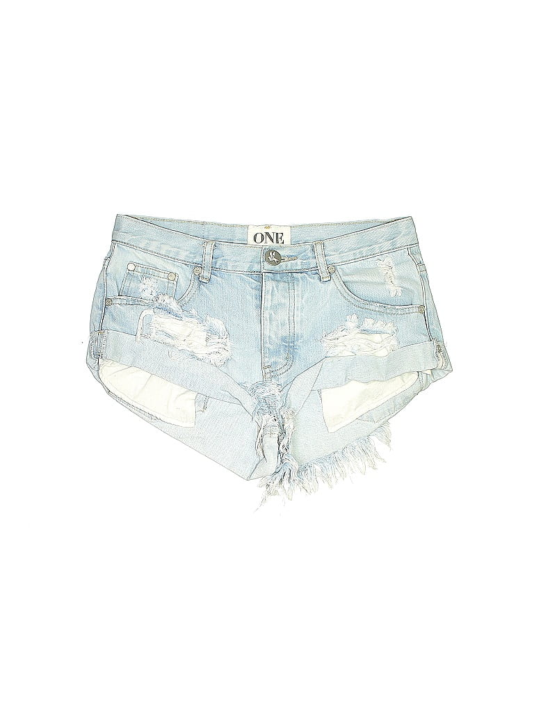 One Solid Blue Denim Shorts 25 Waist - 77% off | ThredUp