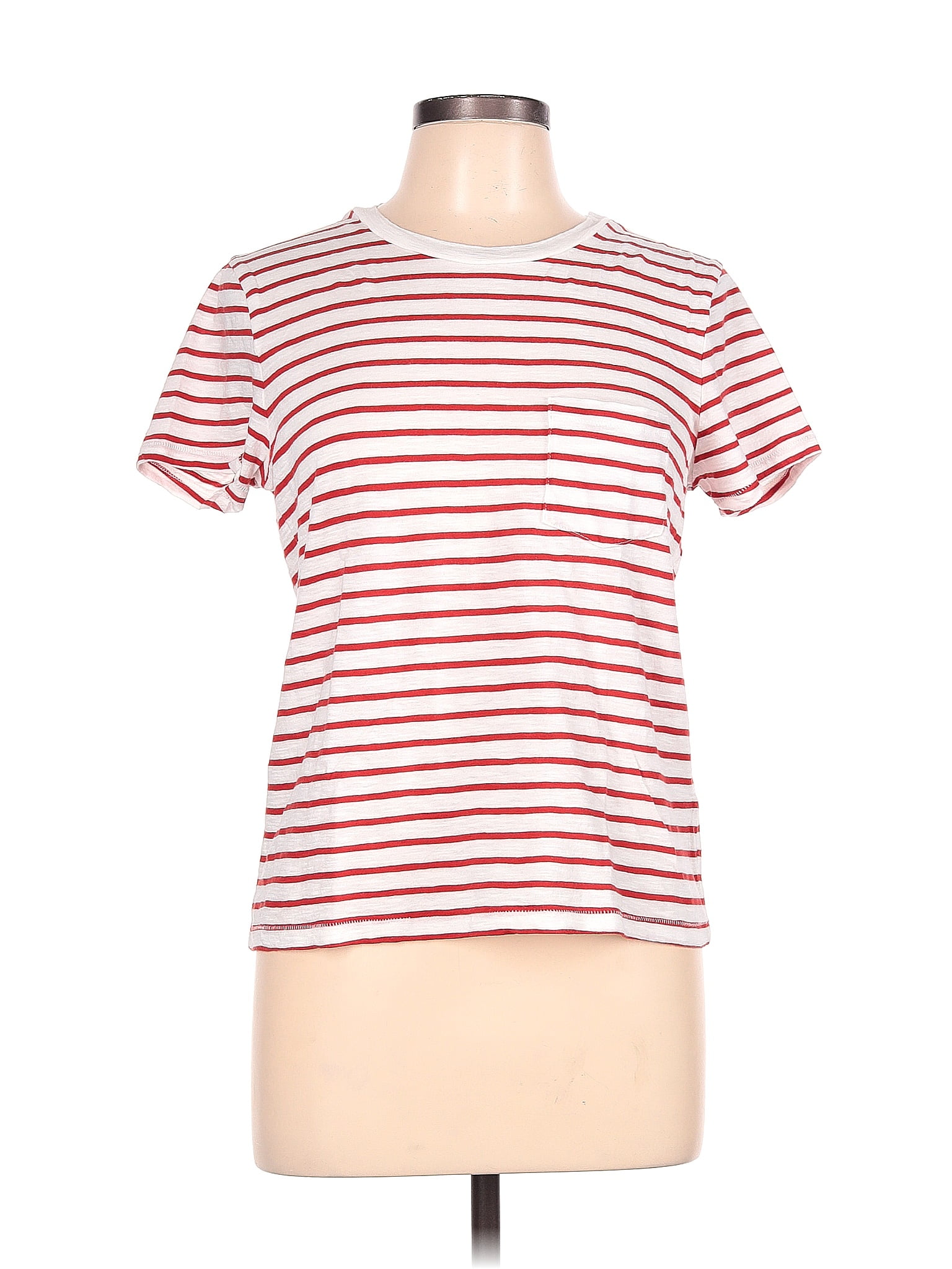 Madewell 100 Cotton Stripes Red Short Sleeve T Shirt Size L 67 Off
