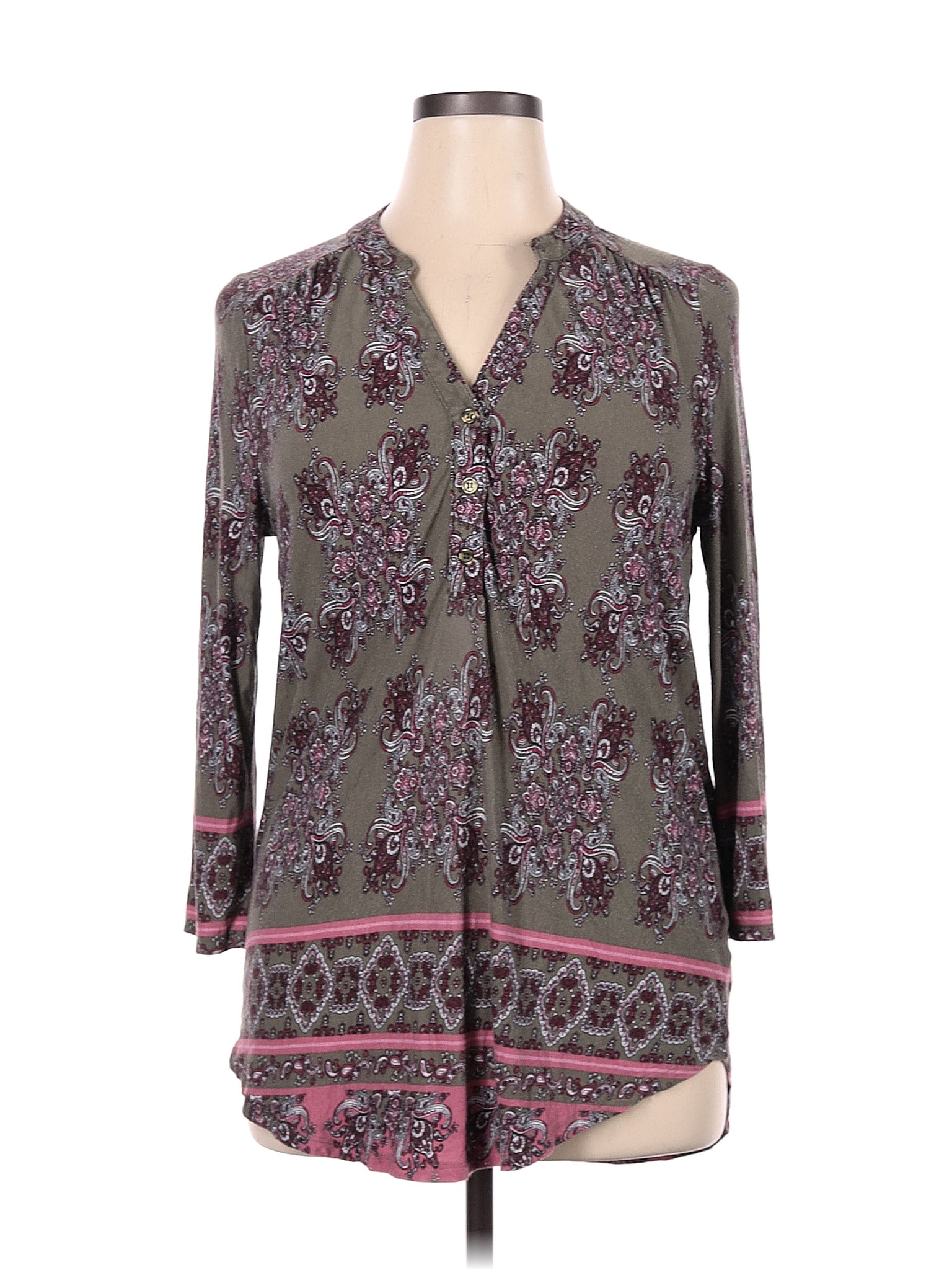 Absolutely Famous Gray 3/4 Sleeve Blouse Size 1X (Plus) - 40% off | thredUP