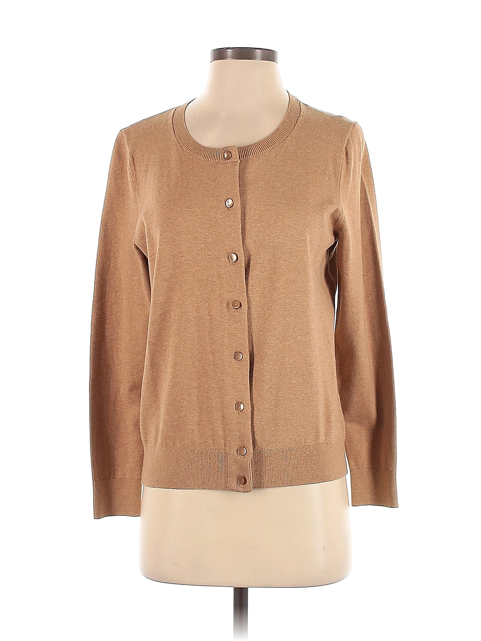 Talbots Color Block Solid Tan Cardigan Size M (Petite) - 73% off | thredUP