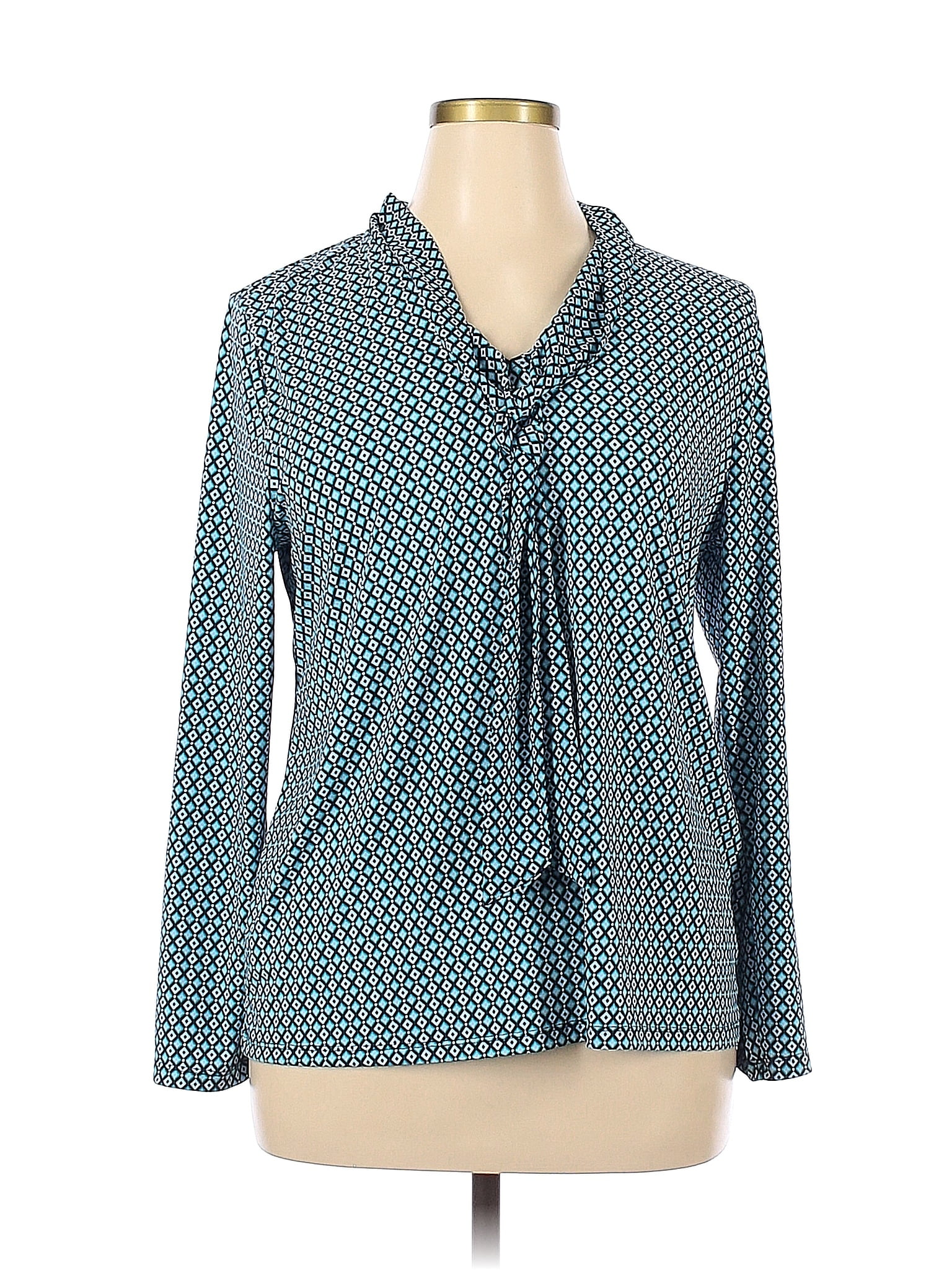 Charter Club Polka Dots Teal Long Sleeve Top Size Xl 75 Off Thredup