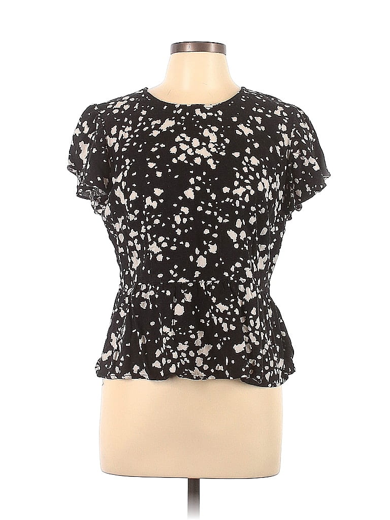 Who What Wear Floral Black Short Sleeve Blouse Size L 37 Off Thredup