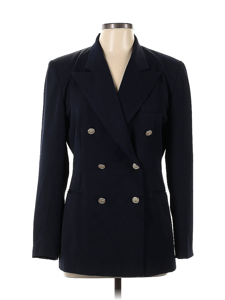Halston 100% Polyester Solid Navy Blue Blazer Size 10 - 79% off | ThredUp