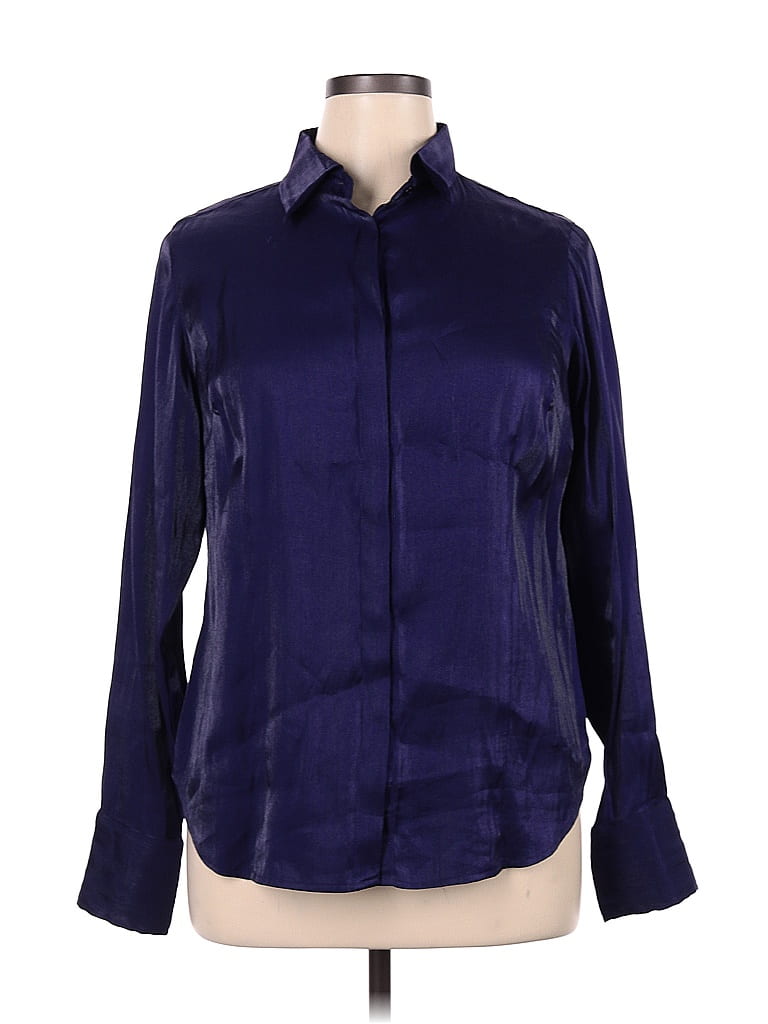 Designs & Co Lane Bryant Blue Long Sleeve Button-Down Shirt Size 14 ... Designs & Co Lane Bryant Blue Long Sleeve Button-Down Shirt Size 14 ...