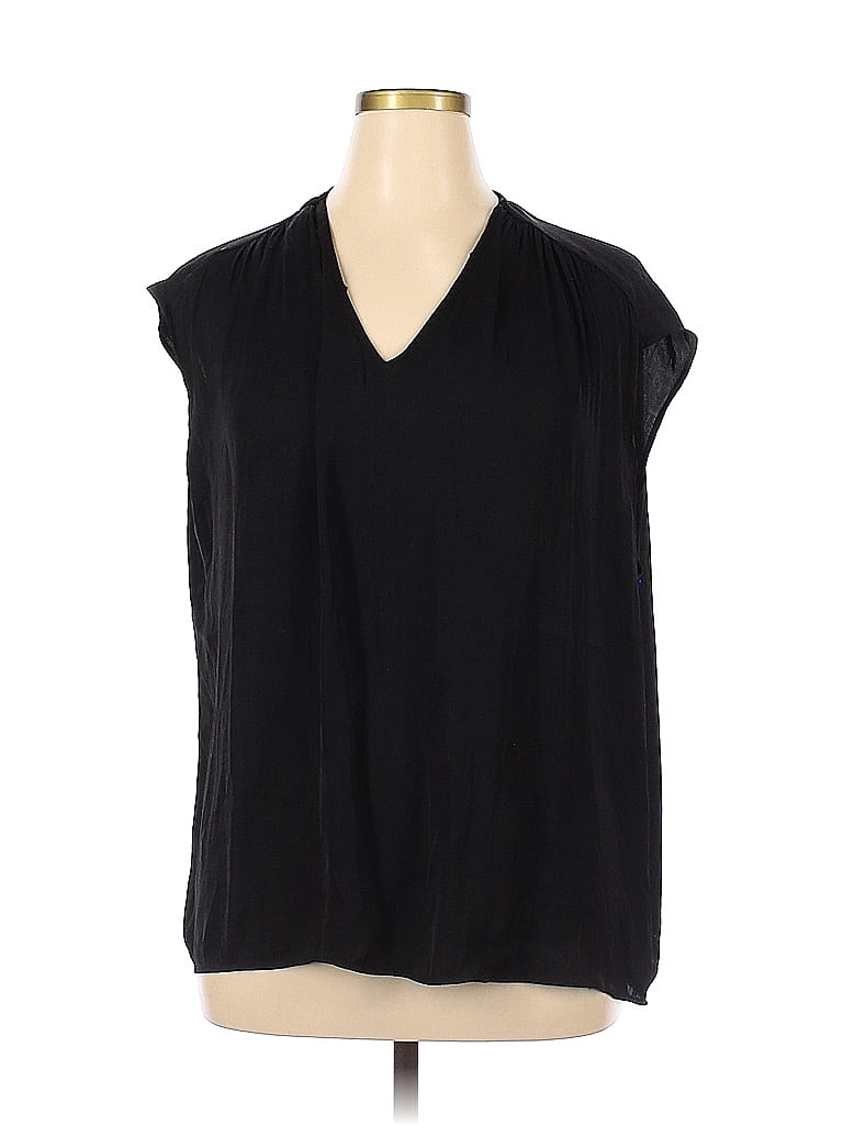 Rachel Rachel Roy 100 Polyester Polka Dots Black Short Sleeve Blouse
