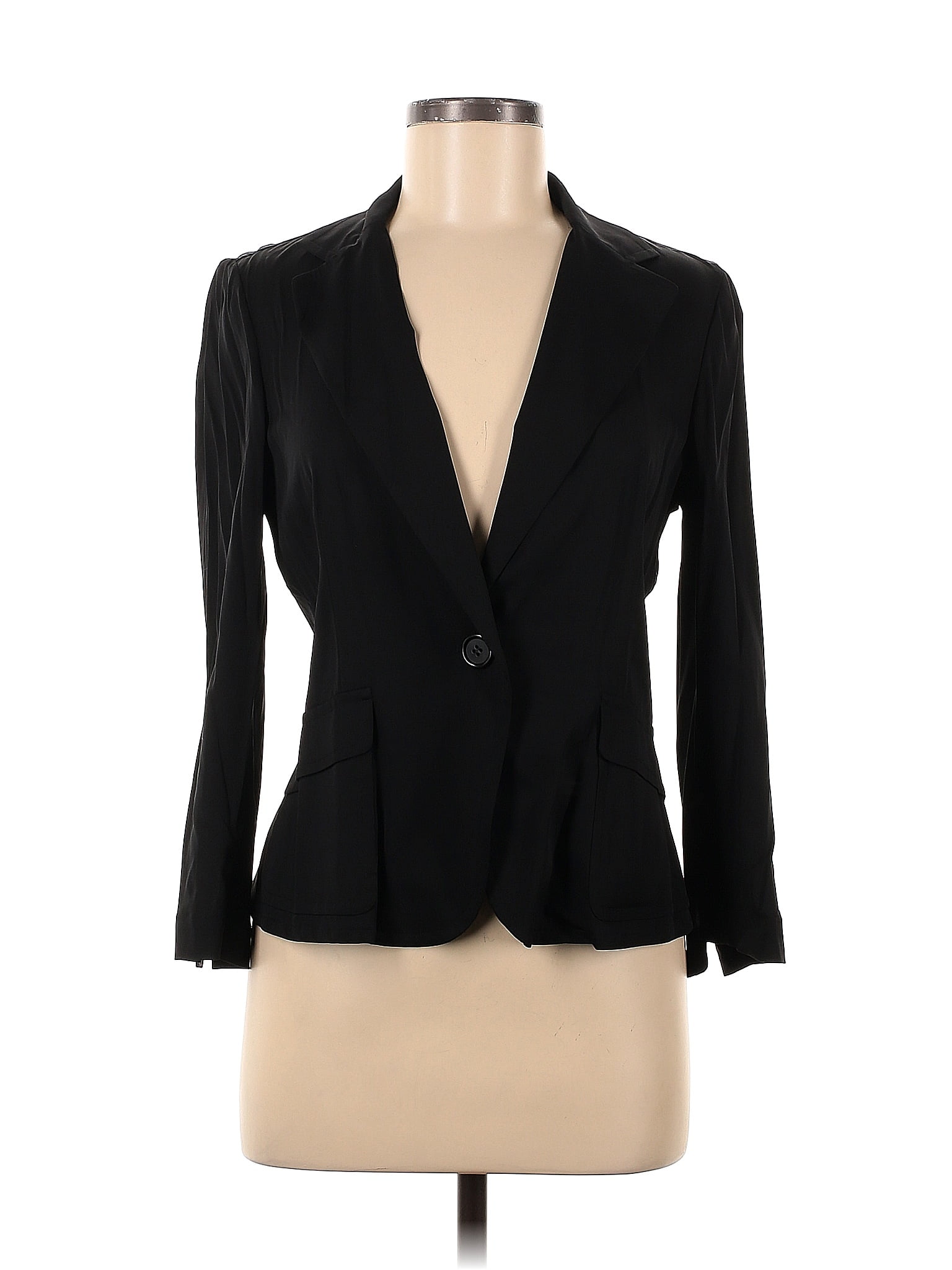 DKNY Solid Black Silk Blazer Size 8 - 82% off | thredUP