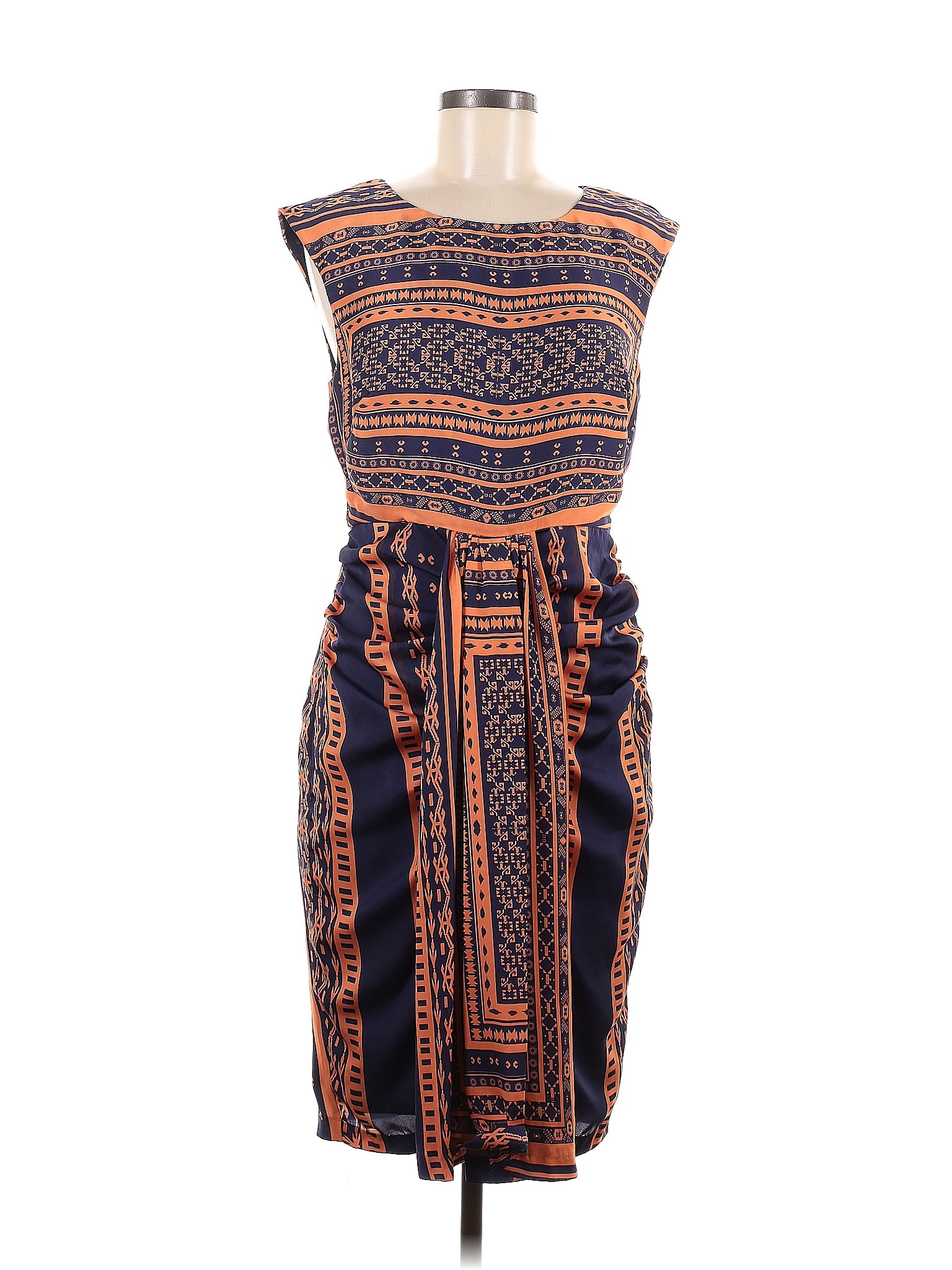 Eva Franco 100 Polyester Aztec Or Tribal Print Multi Color Blue Casual