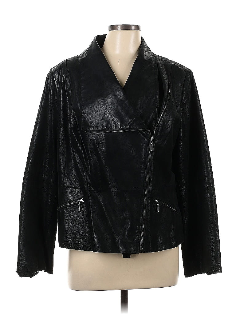 G.I.L.I. Got It Love It 100% Leather Solid Black Leather Jacket Size 1X ...