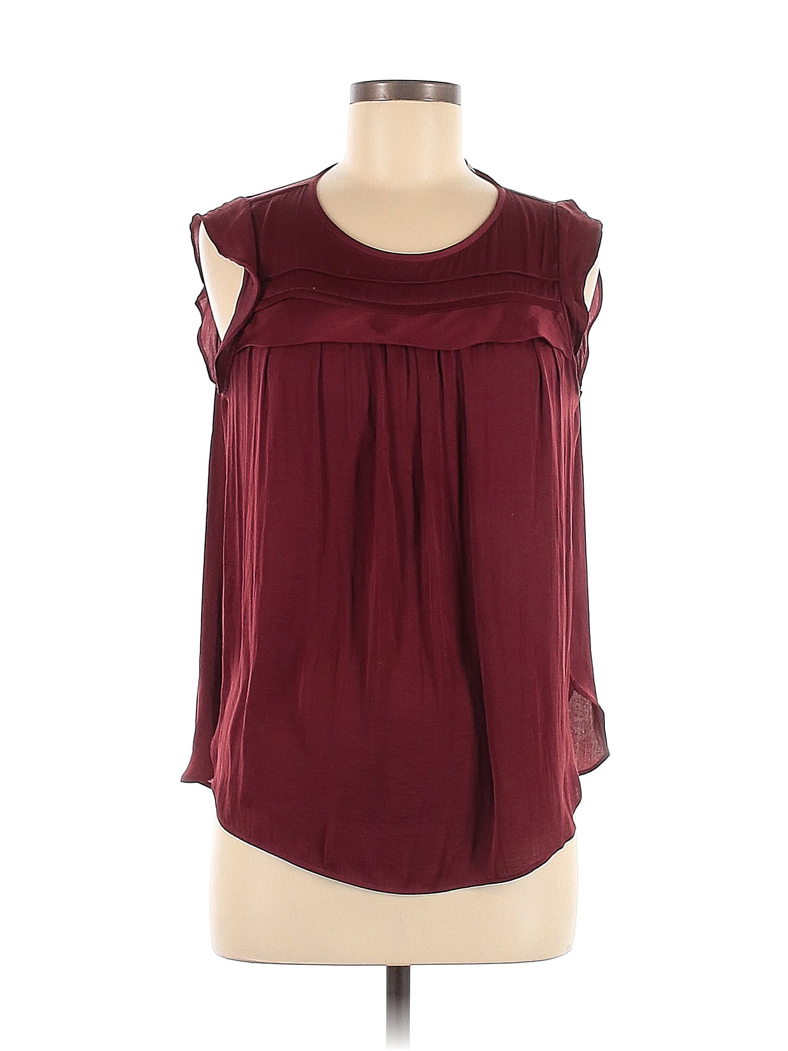 Ann Taylor Loft 100 Polyester Maroon Burgundy Sleeveless Blouse Size M