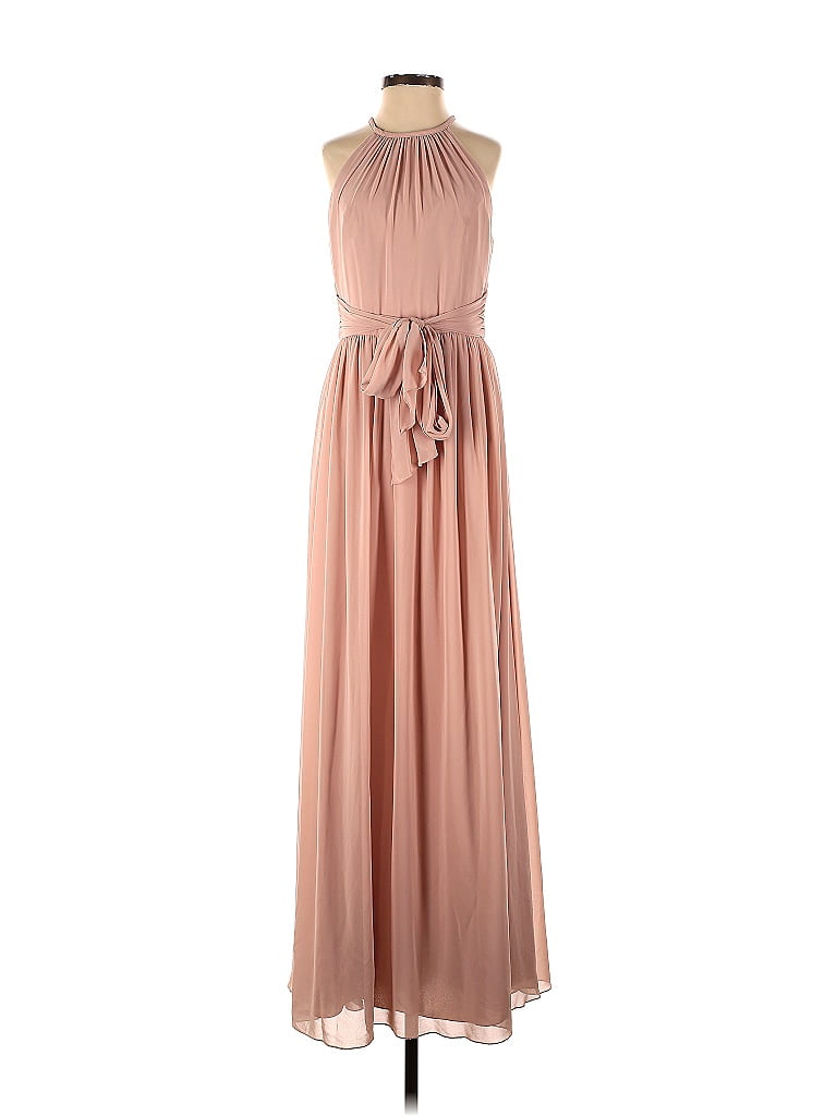 Monique Lhuillier Bridesmaid 100 Polyester Solid Blush Tan Pink