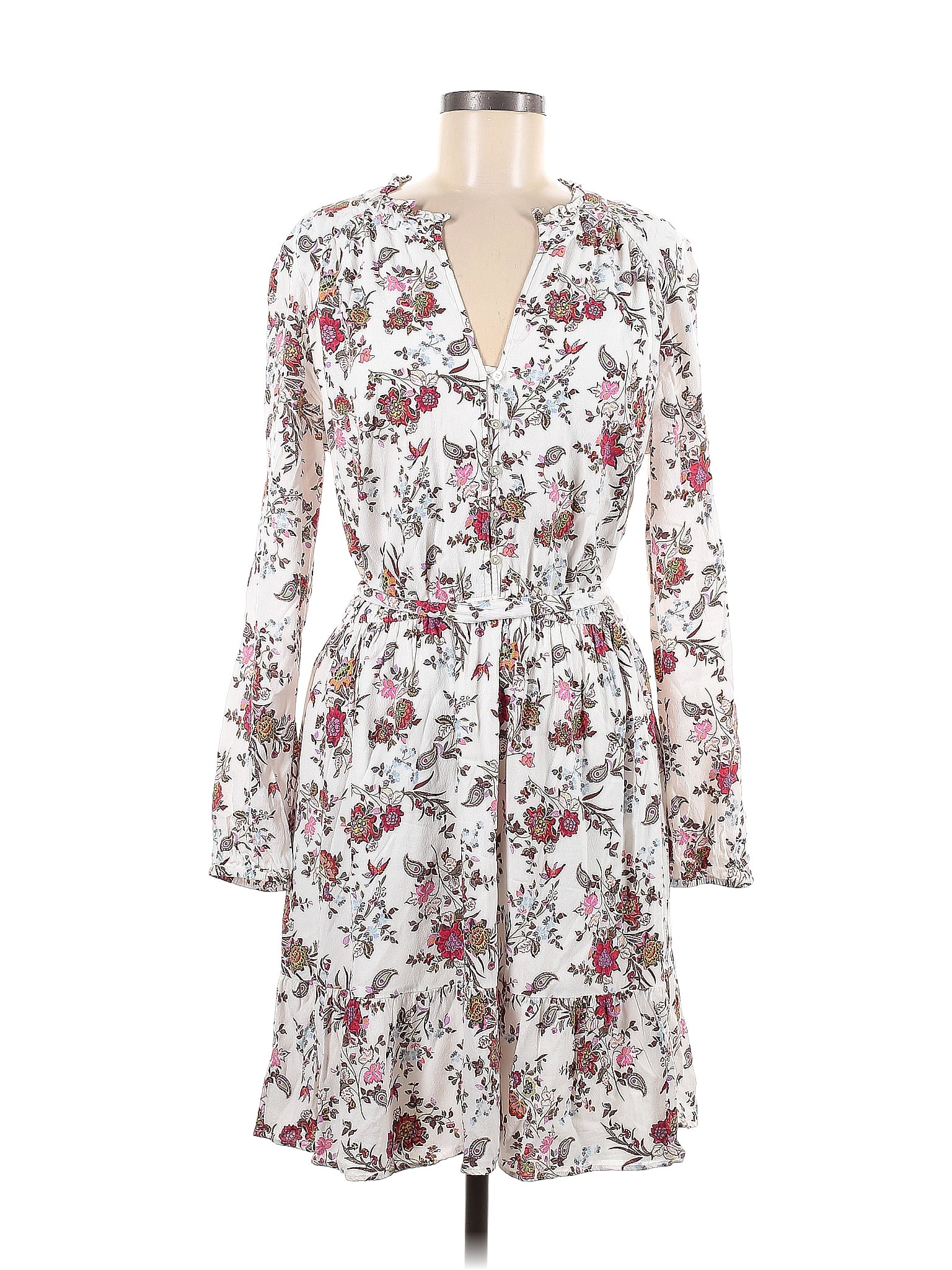 Ann Taylor Loft 100 Rayon Floral White Casual Dress Size M 61 Off