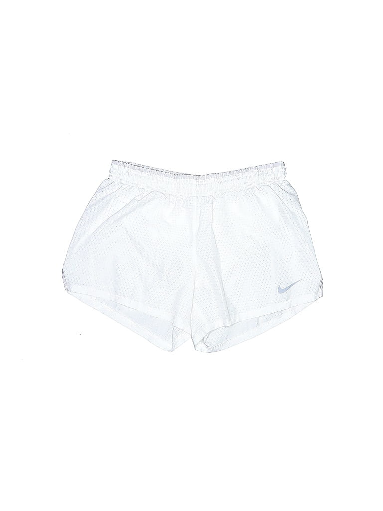 Nike 100% Polyester Color Block Solid White Athletic Shorts Size S - 54 ...