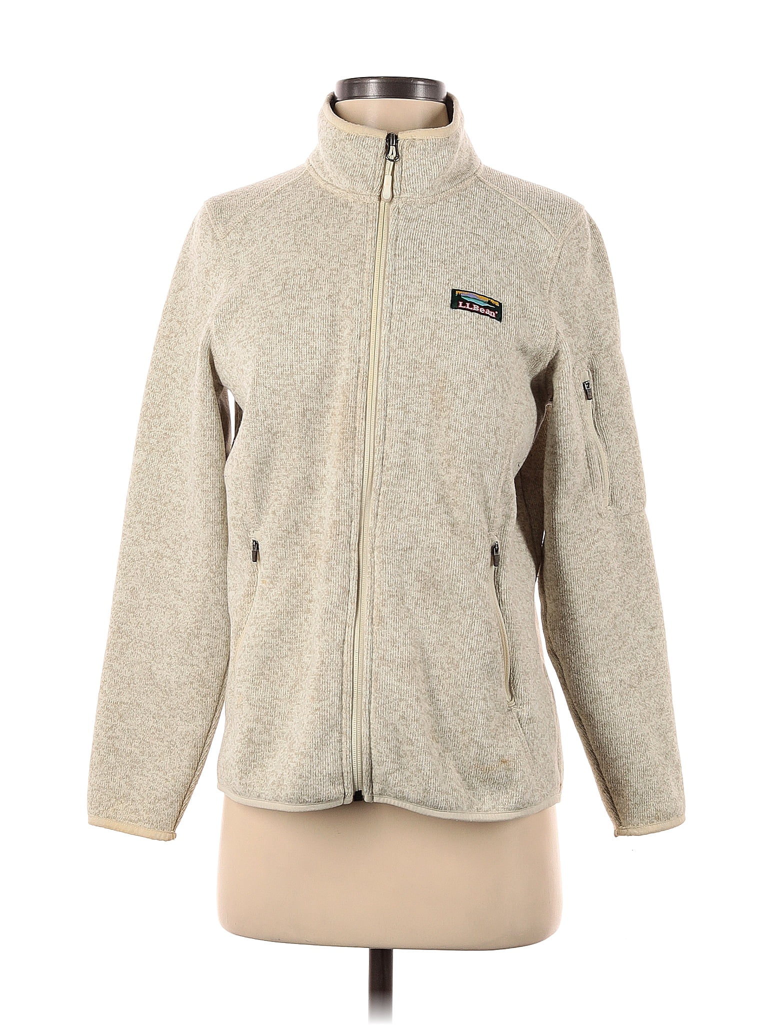 L.L.Bean 100% Polyester Solid Gray Jacket Size M (Petite) - 55% off | thredUP