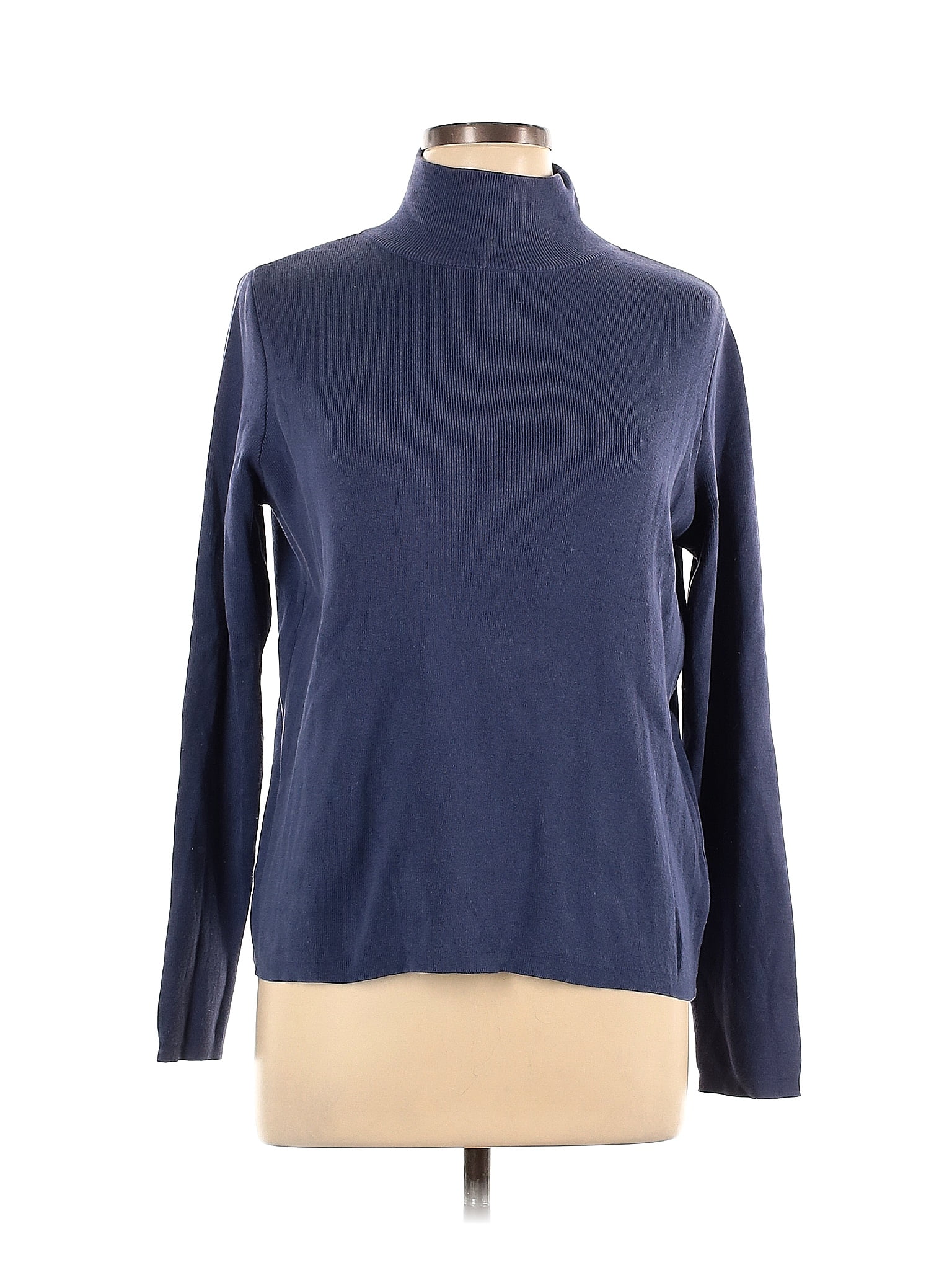 Peruvian Connection 100% Cotton Color Block Solid Blue Turtleneck ...
