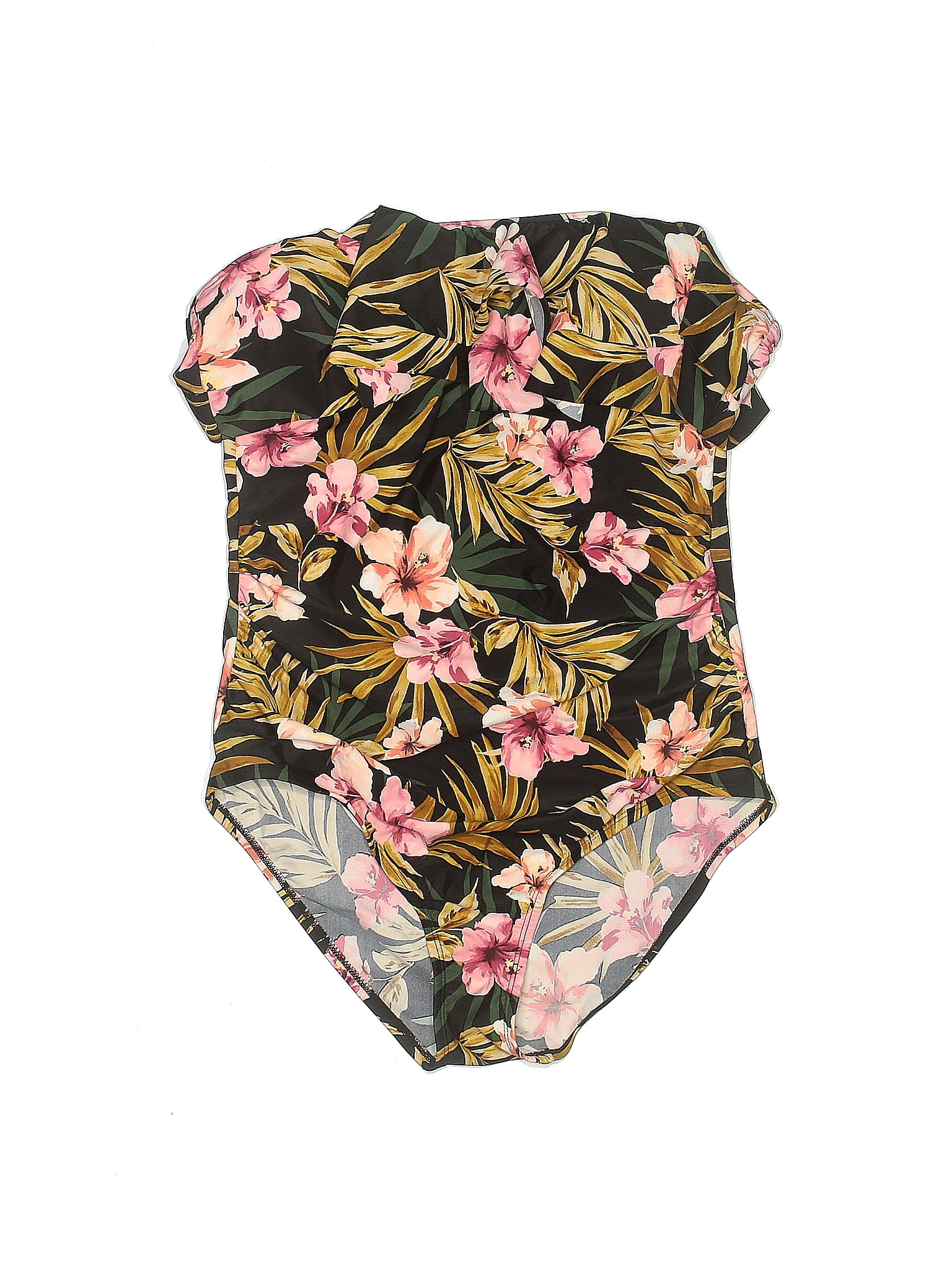 Kona Sol Floral Multi Color Black One Piece Swimsuit Size Xl 31 Off
