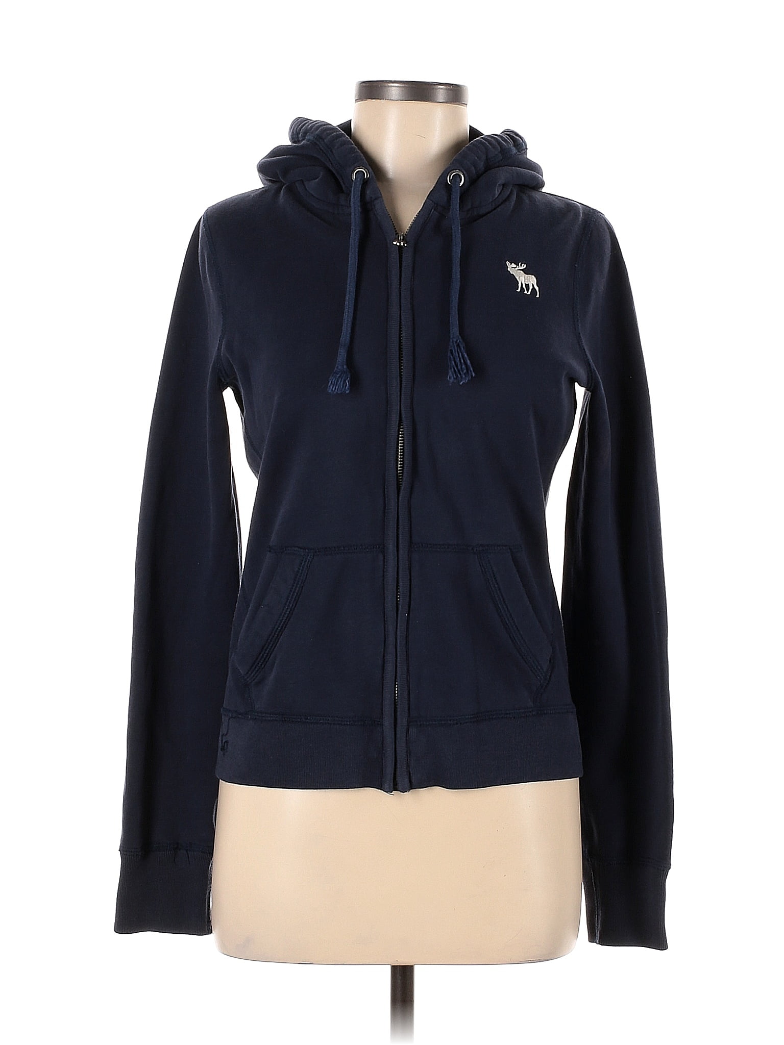 Abercrombie & Fitch Solid Navy Blue Zip Up Hoodie Size L - 69% off | thredUP
