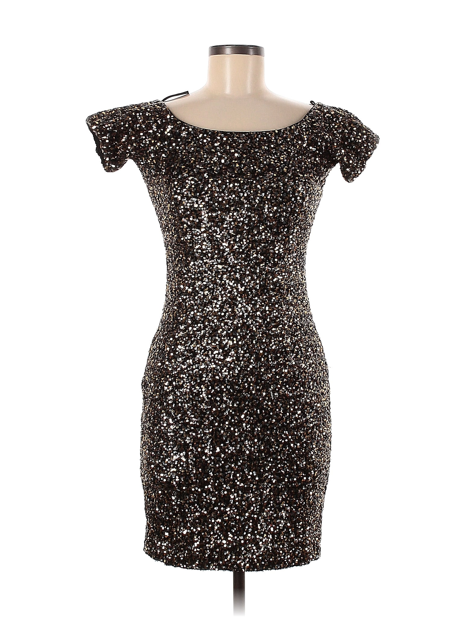 Dress The Population 100 Polyester Leopard Print Black Silver Gold