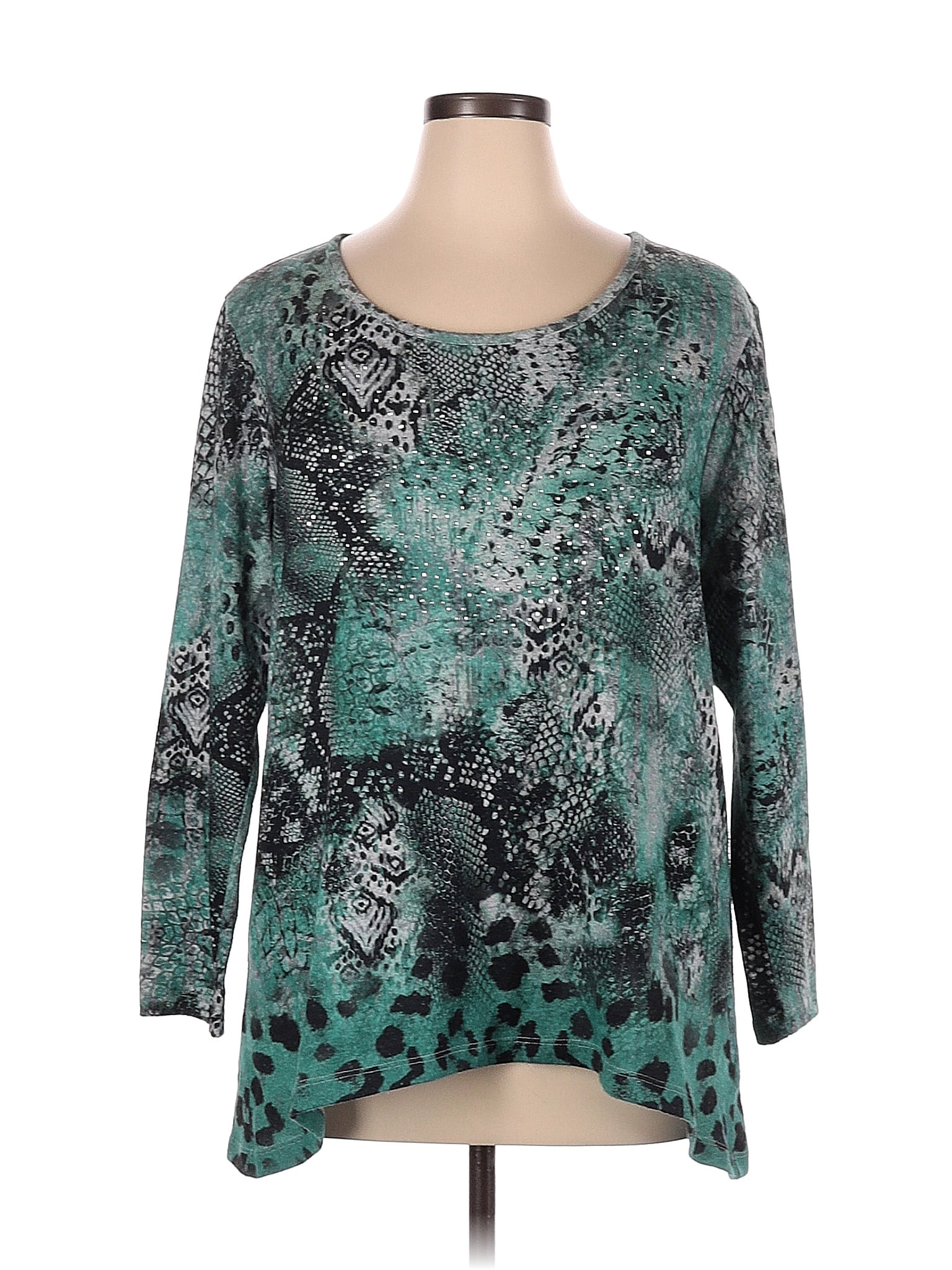JM Collection Teal Long Sleeve Top Size XL - 50% off | ThredUp