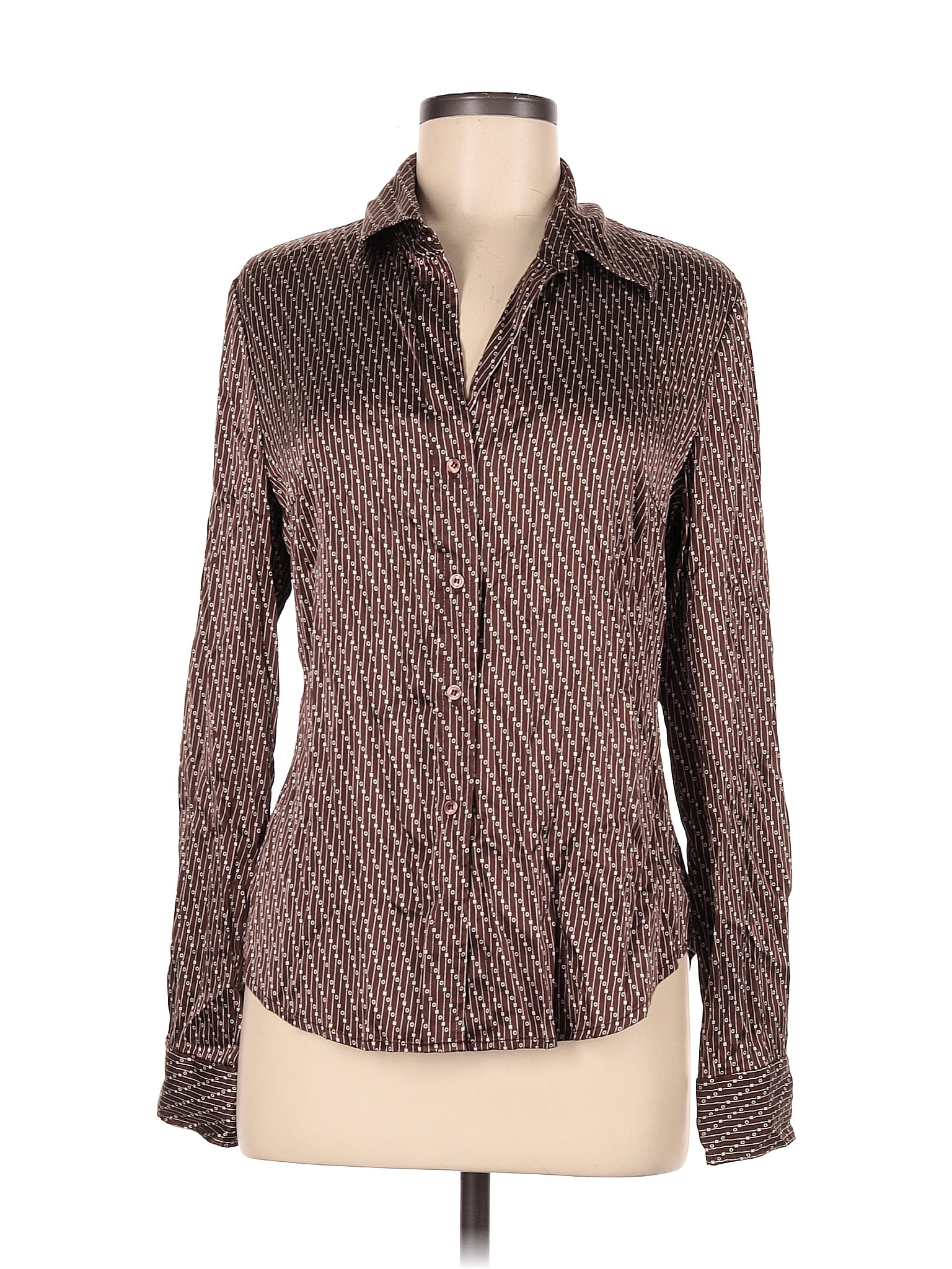 Moda International Brown Long Sleeve Silk Top Size M - 67% off | thredUP