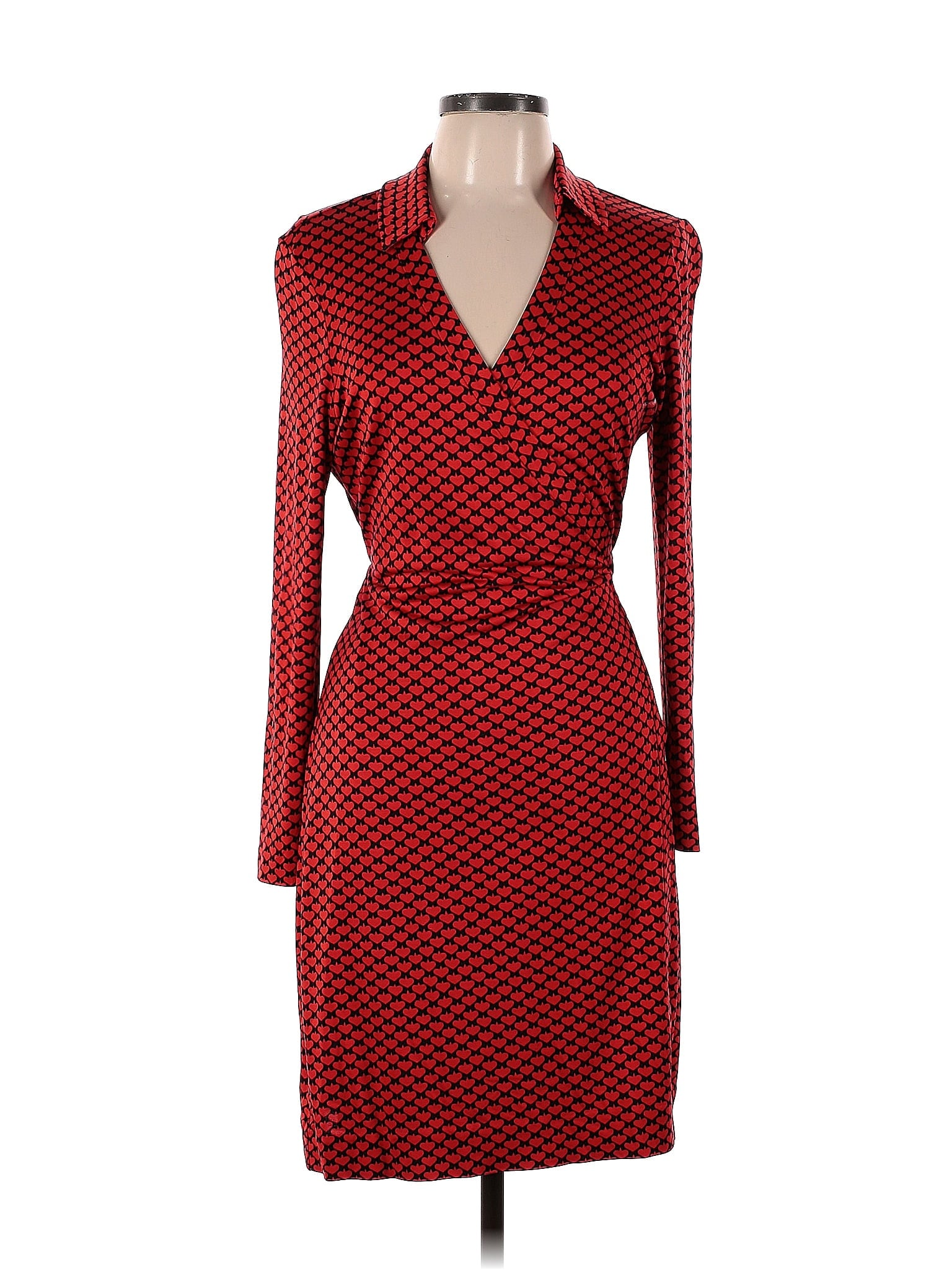 Diane von Furstenberg 100% Silk Red Red New Jeanne Wrap Dress Size L ...