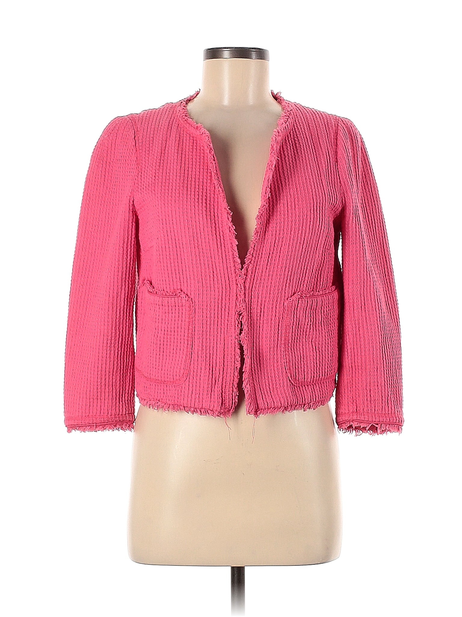 Zara Basic 100% Cotton Solid Pink Blazer Size M - 60% off | thredUP