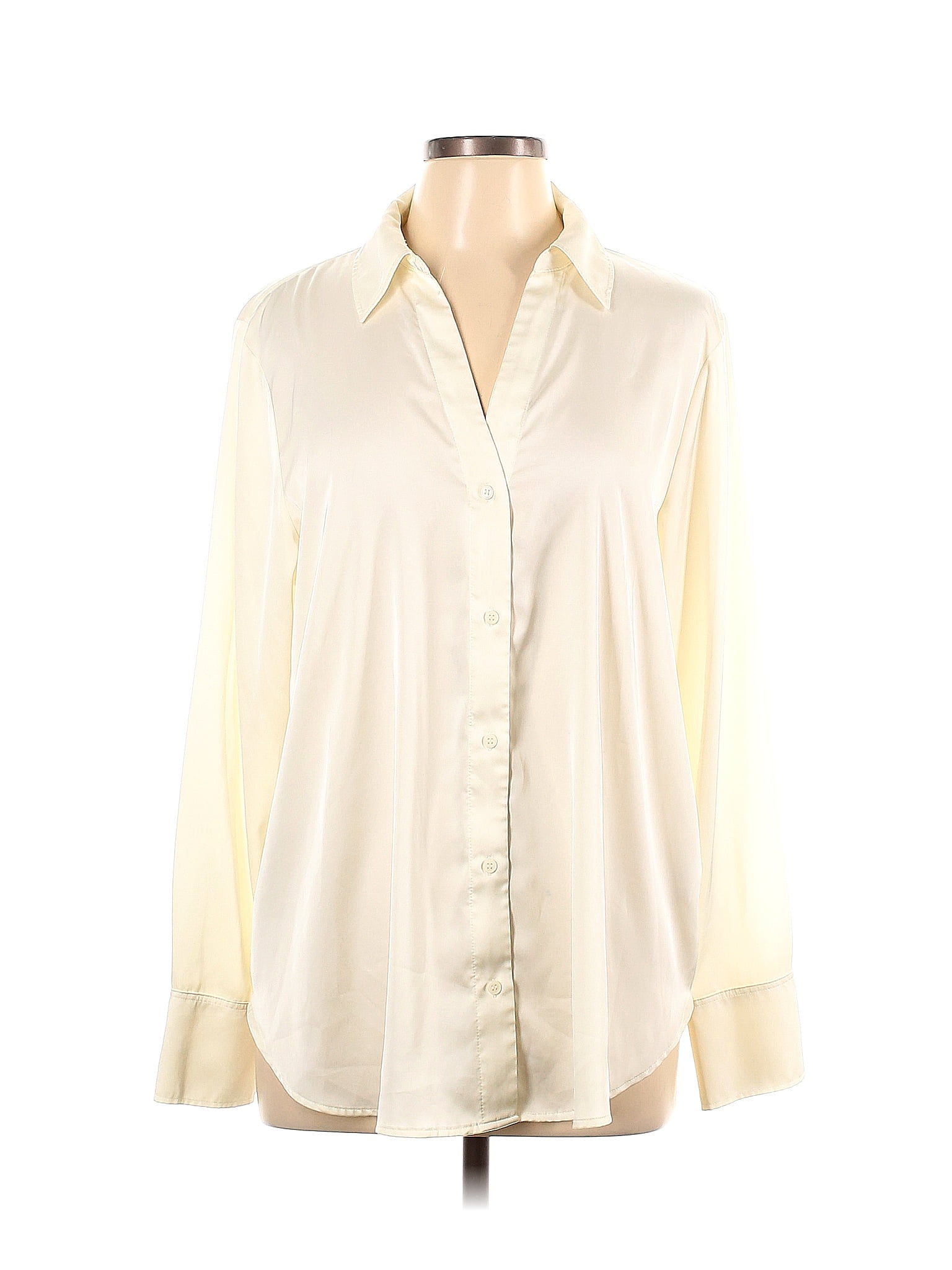Handm Solid Ivory Long Sleeve Blouse Size L 37 Off Thredup