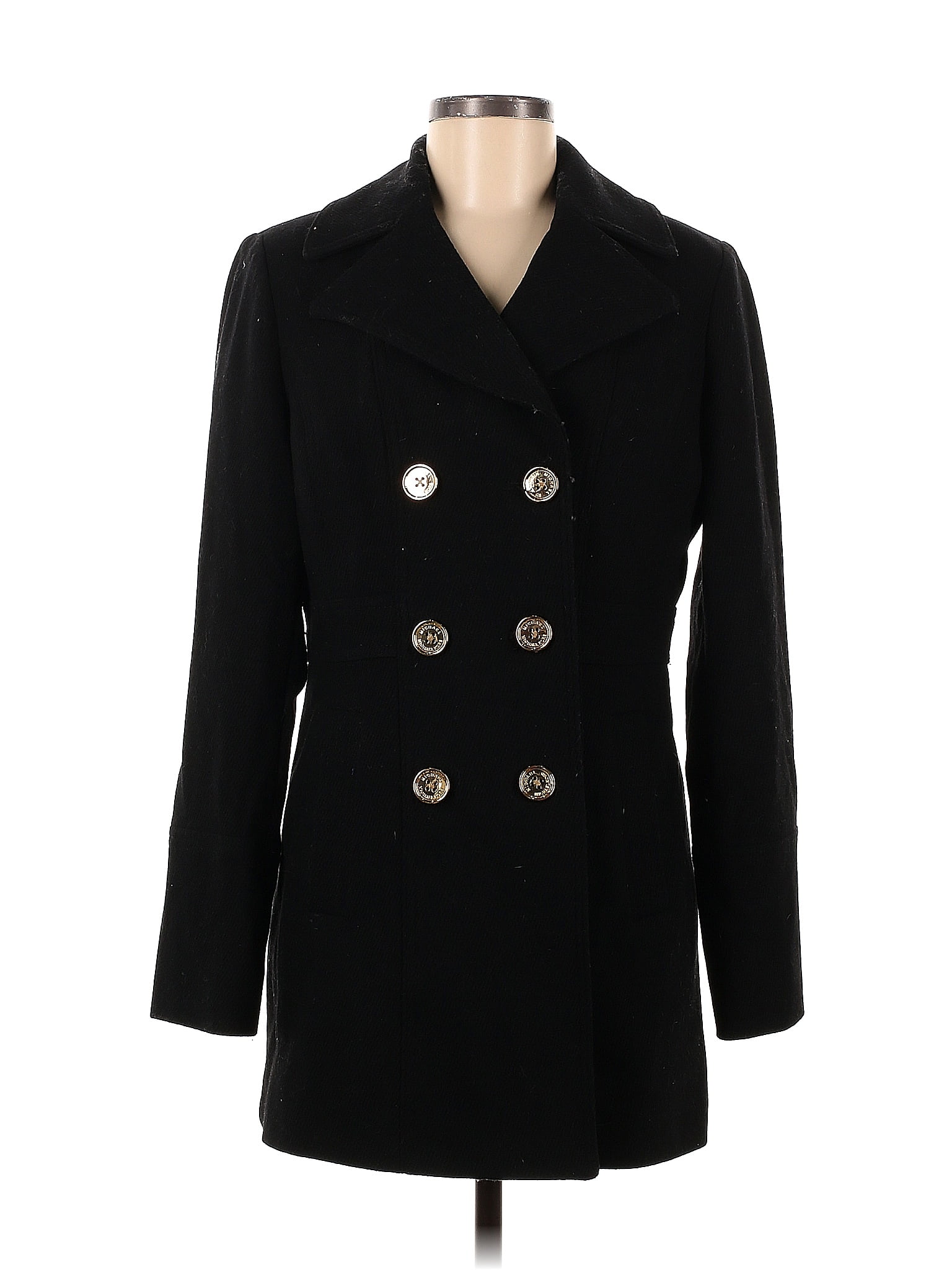 Michael Michael Kors Solid Black Wool Coat Size 6 68 Off Thredup