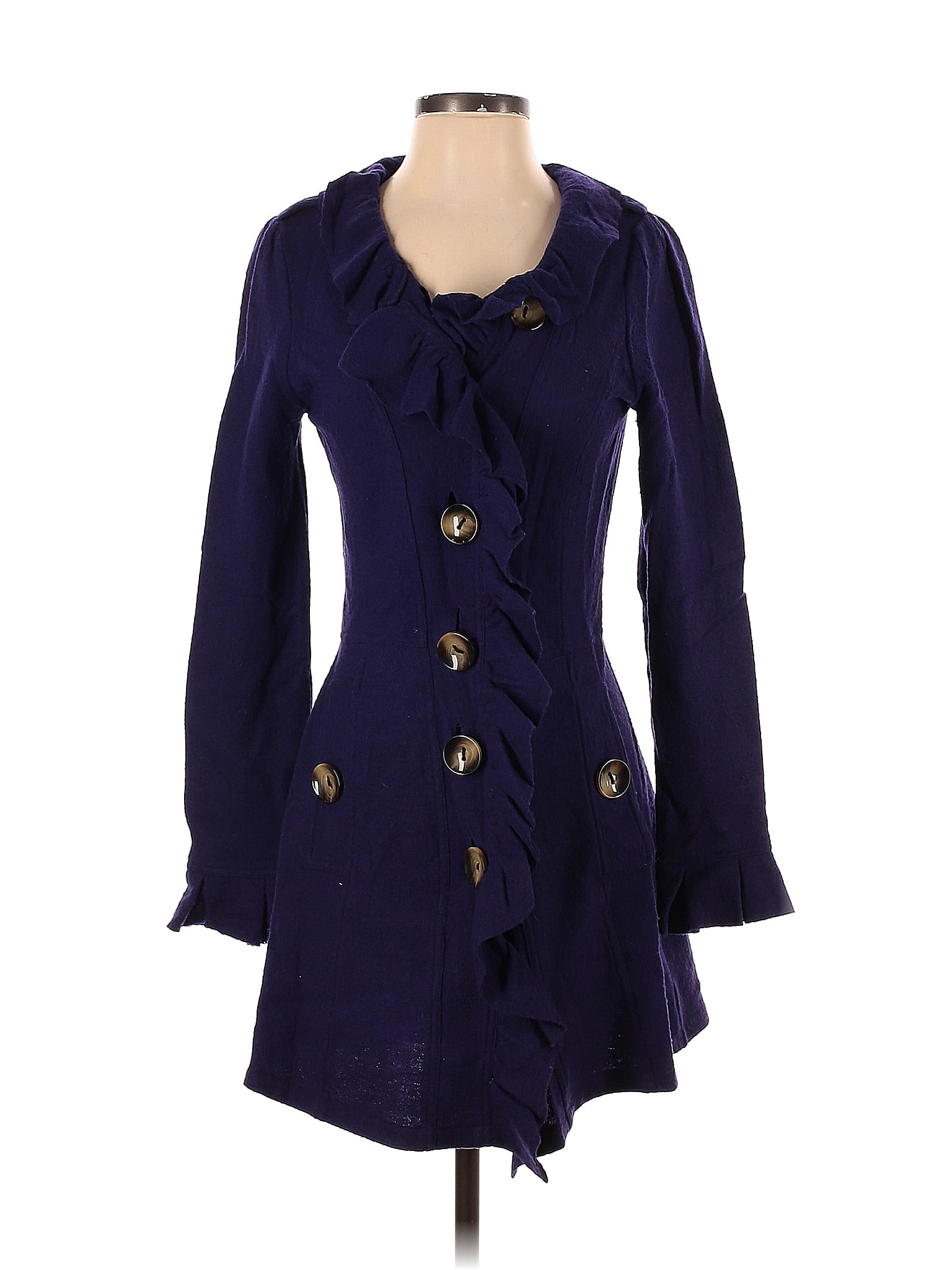 Charlie & Robin 100% Wool Solid Blue Wool Coat Size S - 75% off | thredUP