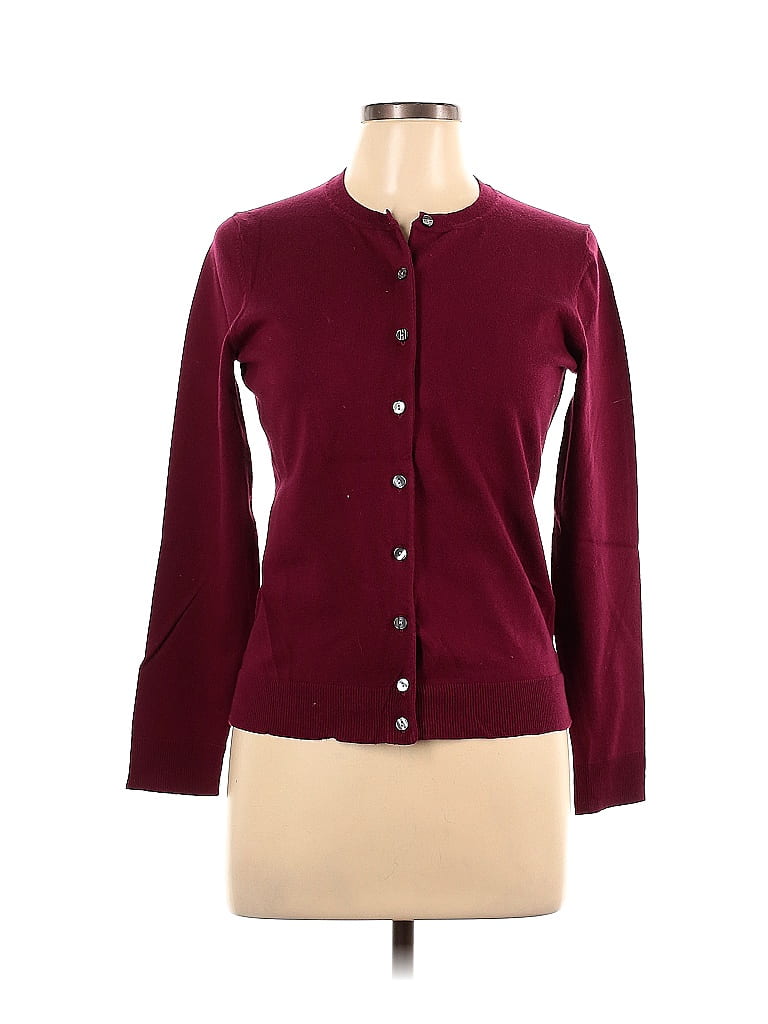Karen Scott Color Block Solid Maroon Burgundy Cardigan Size L 66 Off