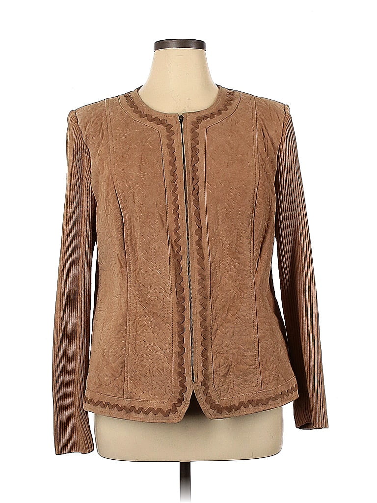 Peter Nygard Solid Brown Jacket Size 1X (Plus) - 68% off | thredUP