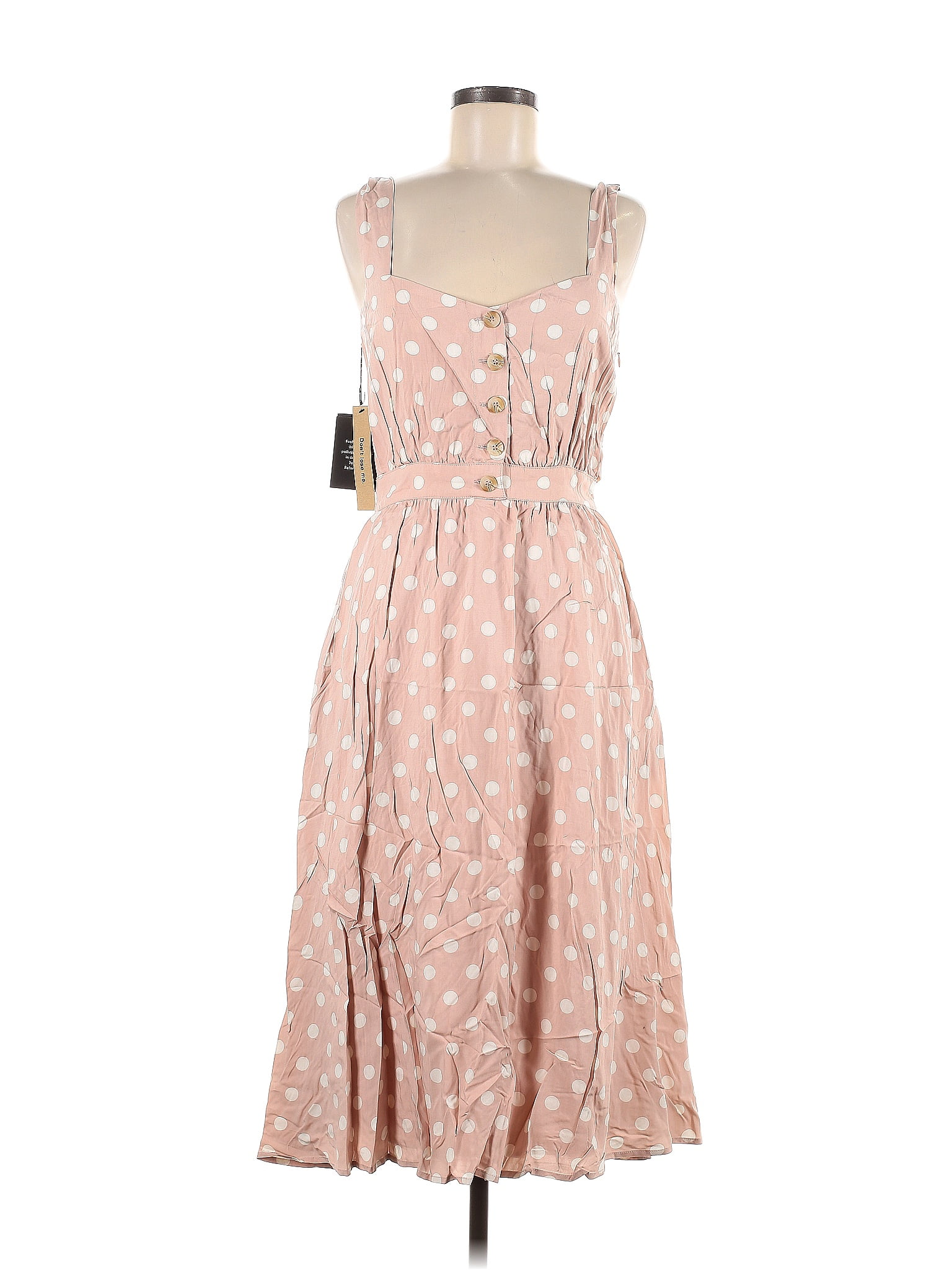 Reformation 100 Viscose Polka Dots Pink Casual Dress Size M 60 Off