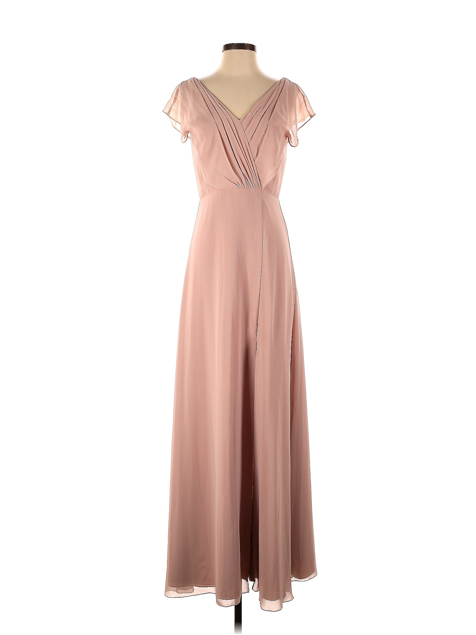 Monique Lhuillier Bridesmaid 100 Polyester Solid Blush Tan Pink Gwen
