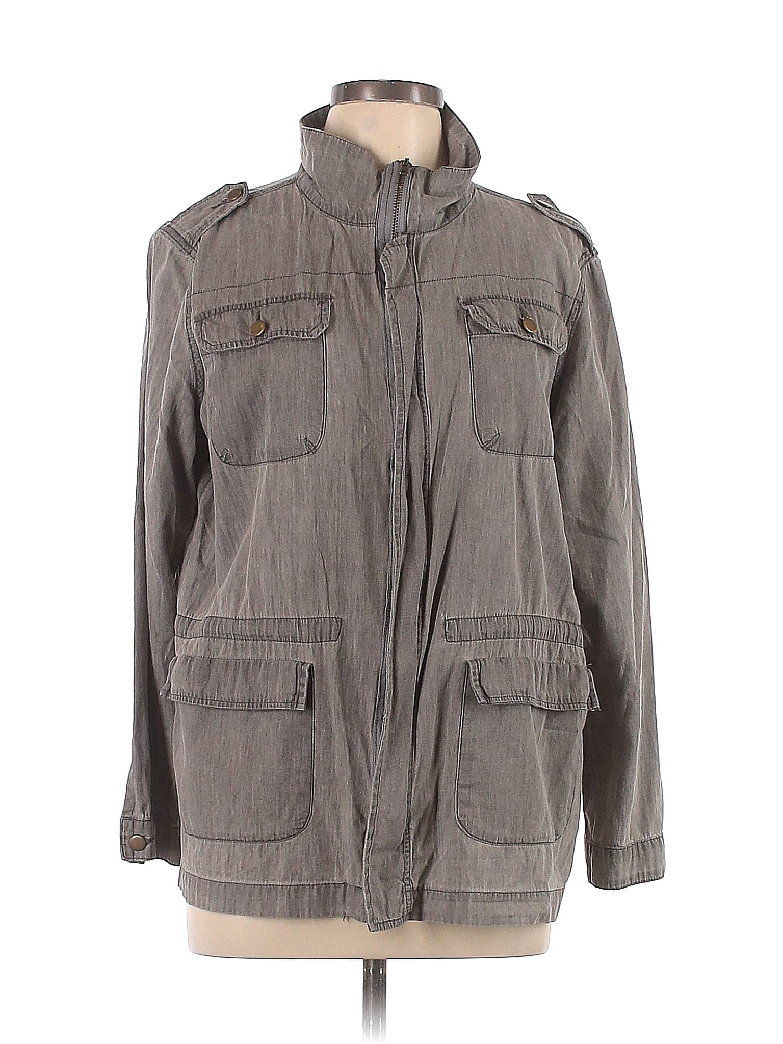 Mod On Trend 100% Cotton Solid Gray Jacket Size L - 67% off | thredUP