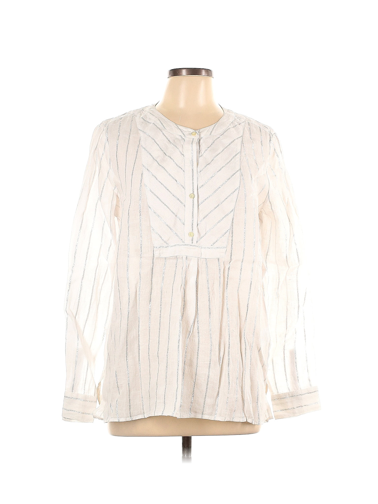 Gap Stripes Ivory Long Sleeve Blouse Size L 67 Off Thredup