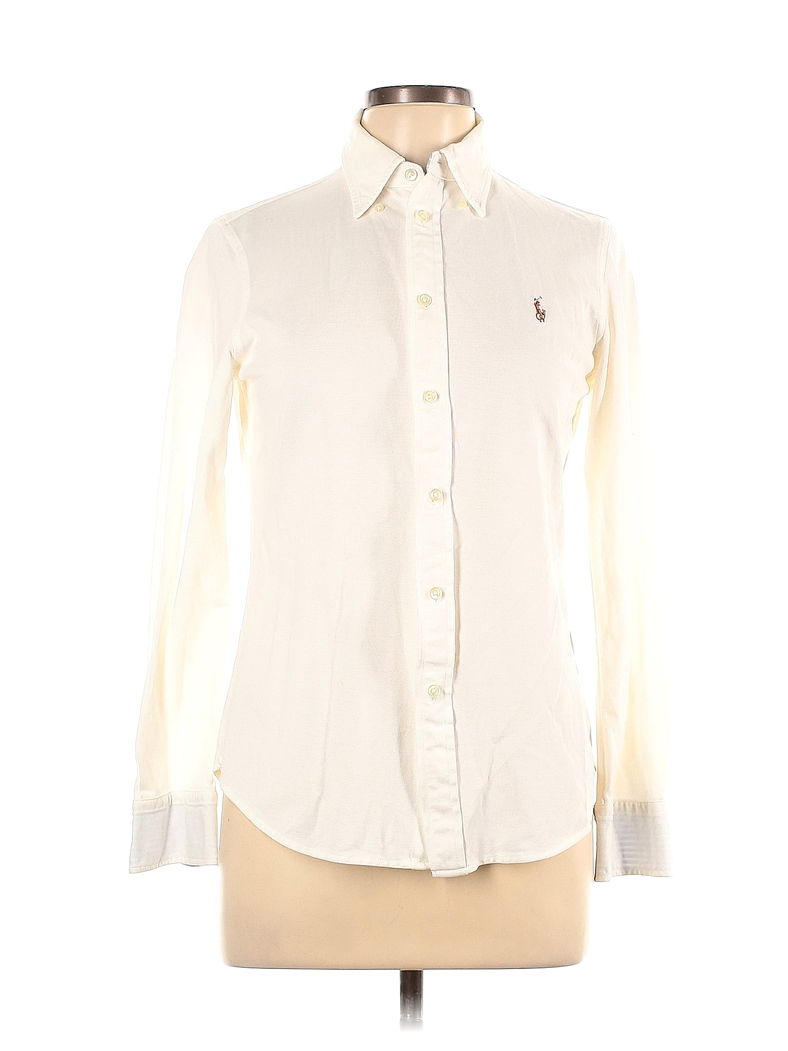 Ralph Lauren 100% Cotton Ivory Long Sleeve Button-Down Shirt Size L - 64% off | thredUP