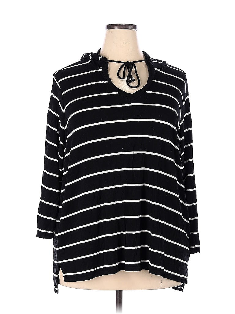 Cyrus Stripes Black Long Sleeve Top Size 3X (Plus) - 84% off | thredUP